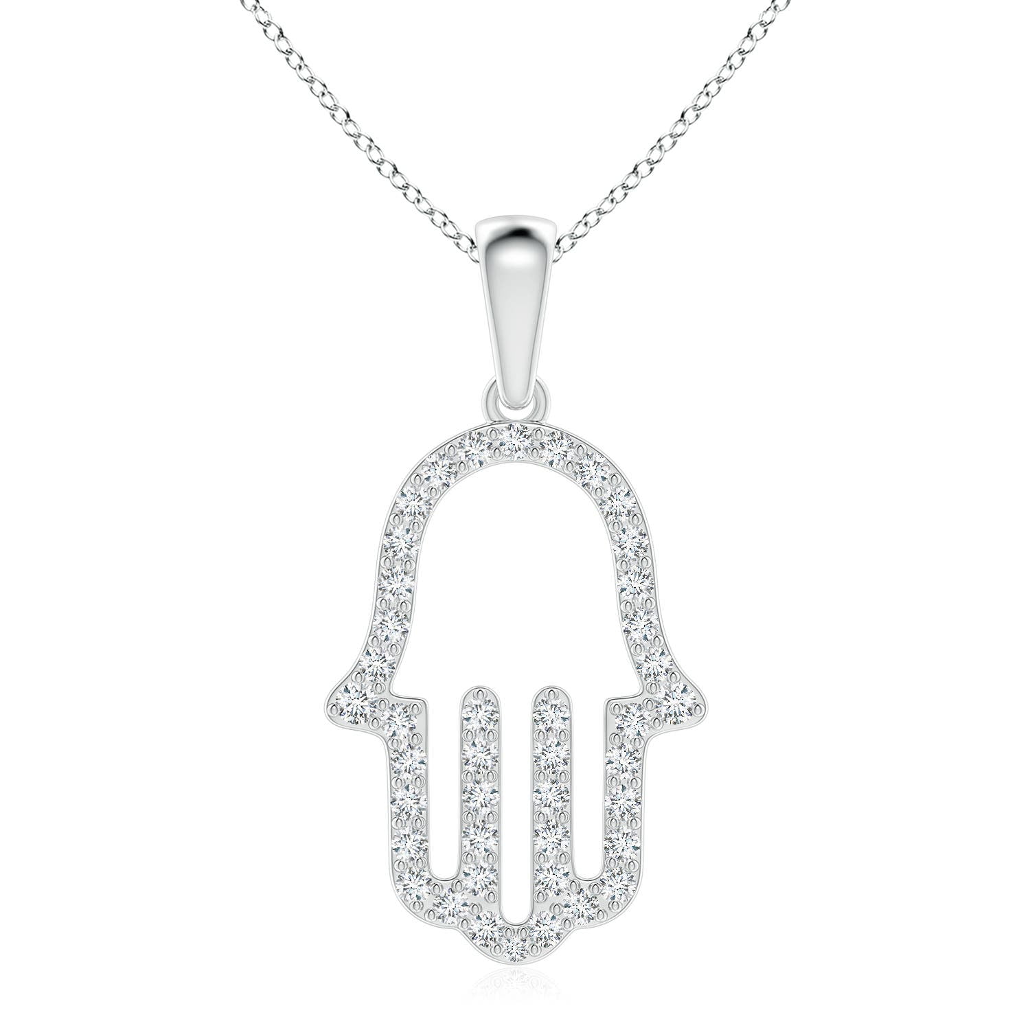 ANGARA Lab Grown Diamond Hamsa Hand Pendant for Women in 14K White Gold ...