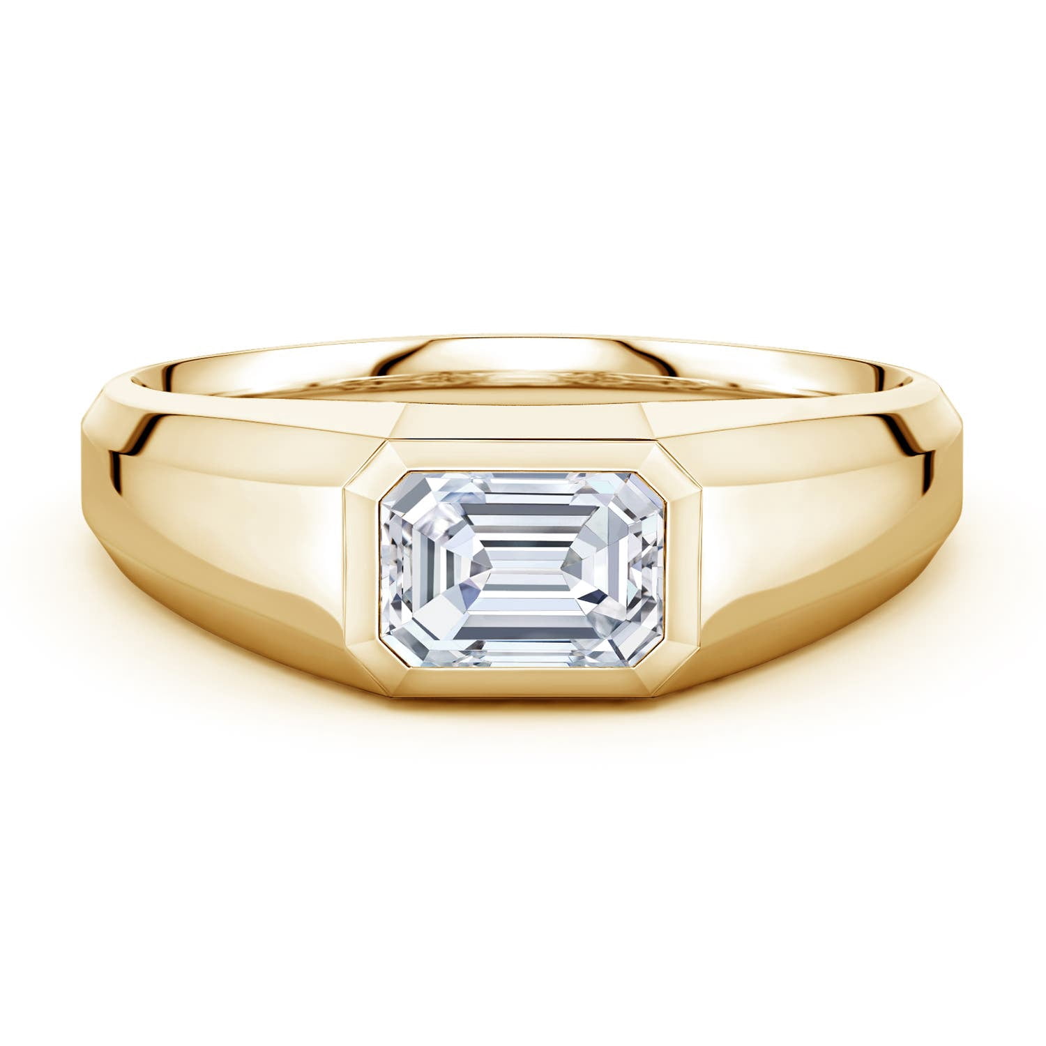 ANGARA Lab Grown Diamond Ring for Men - Emerald-Cut Lab Created Diamond ...