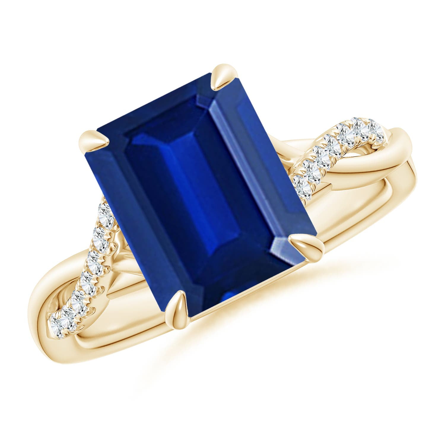 ANGARA Lab Grown 3.4 Ct Blue Sapphire Engagement Ring for Women in 14K ...