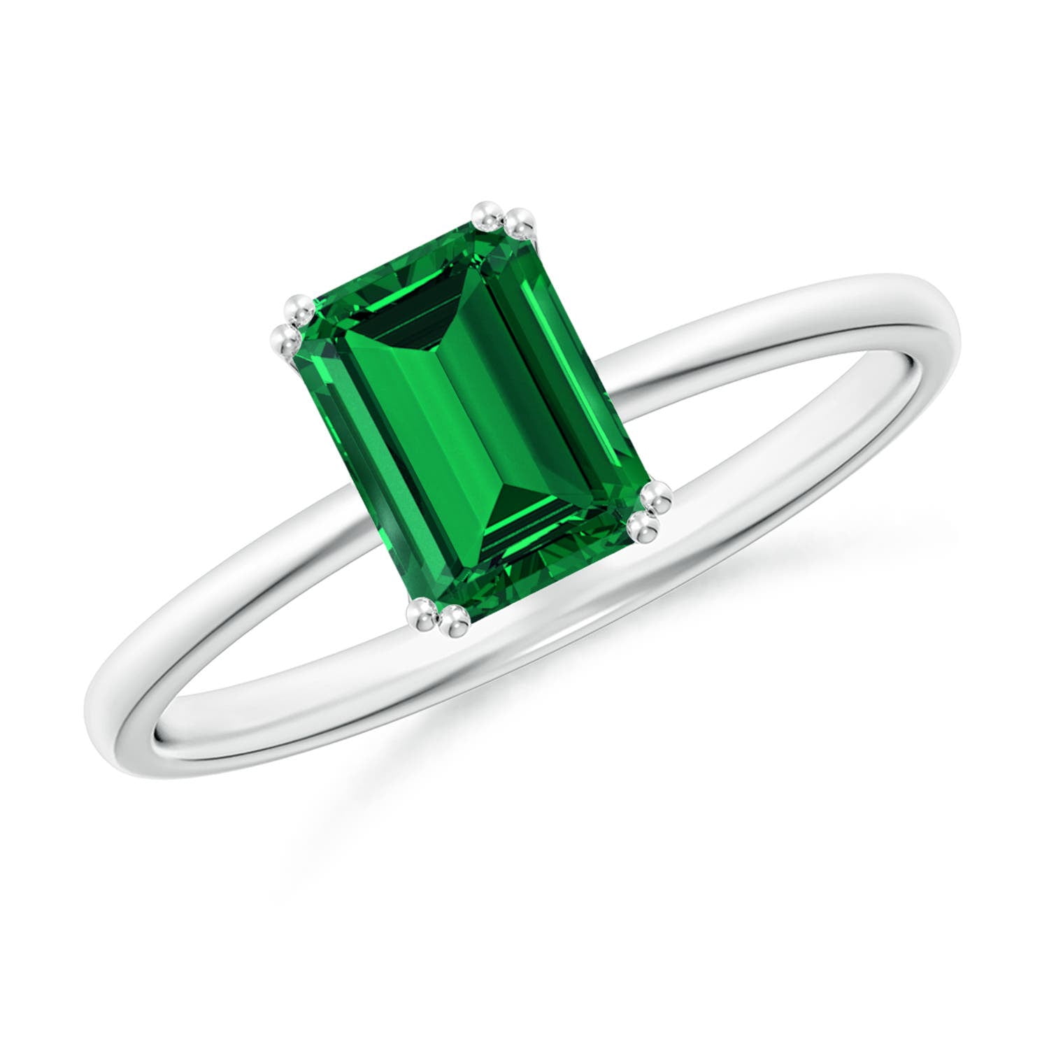 ANGARA Lab Grown 1 Ct Emerald-Cut Emerald Solitaire Classic Engagement ...
