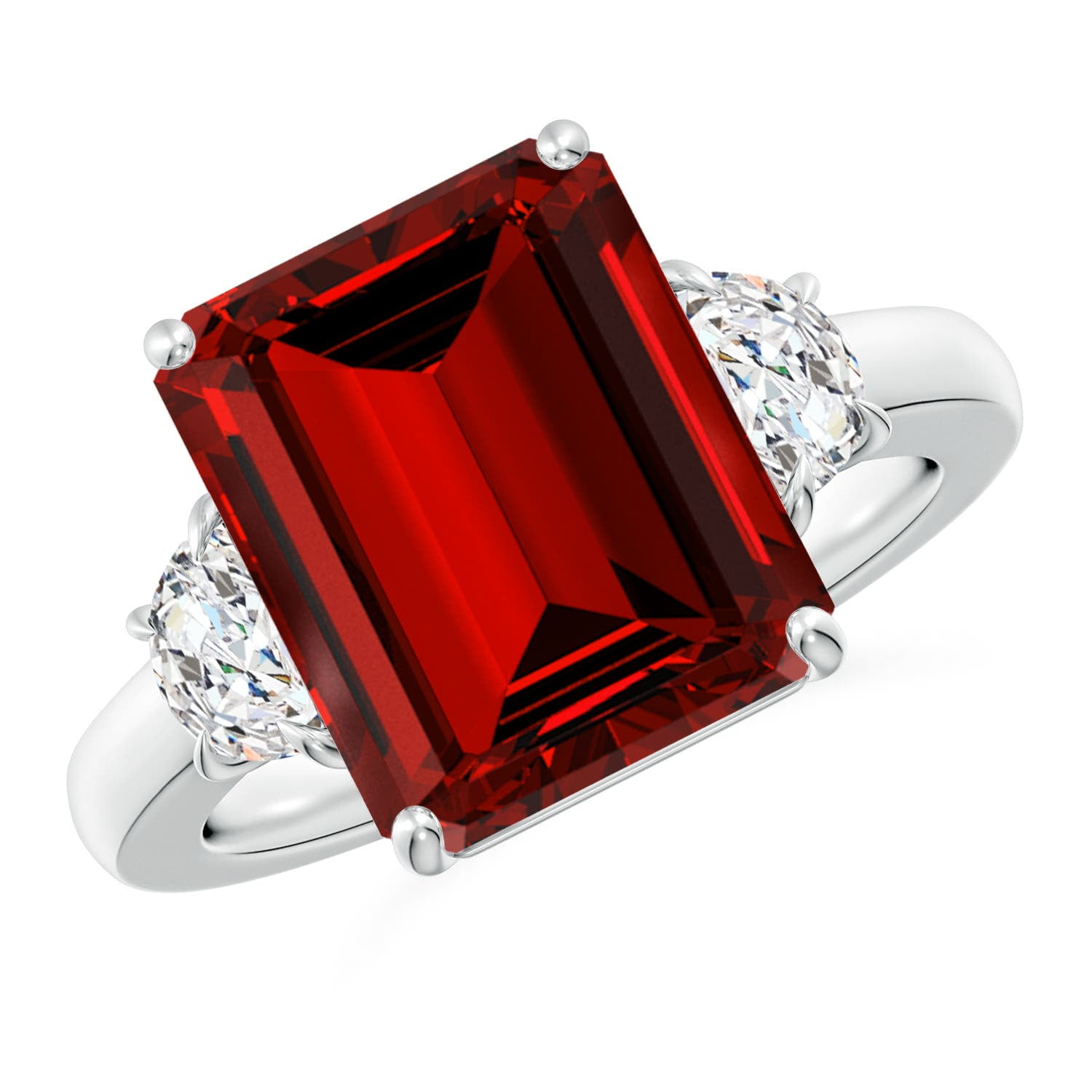 ANGARA Lab Grown 6.25 Ct Ruby and Half Moon Diamond Three Stone Ring in ...