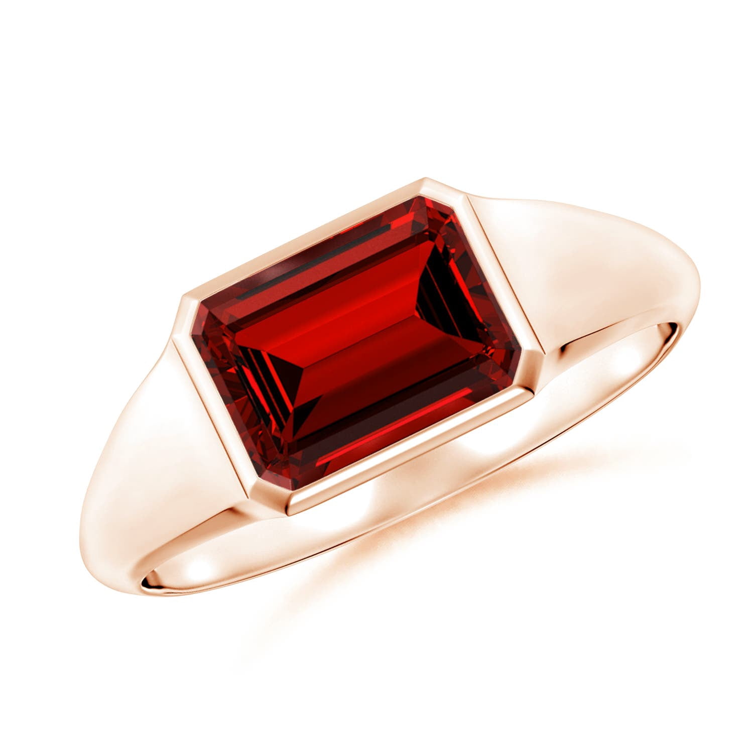 ANGARA Lab Grown 1.6 Ct Emerald-Cut Ruby Signet Ring for Women in 14K ...