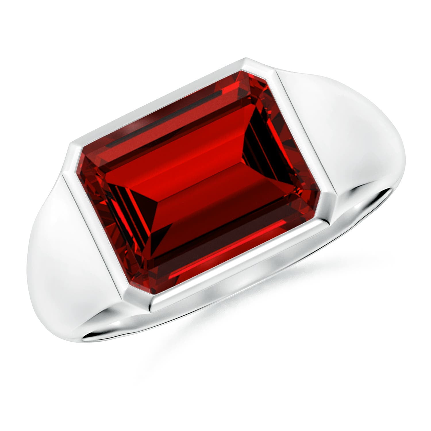 ANGARA Lab Grown 4 Ct Emerald-Cut Ruby Signet Ring for Women in 14K ...