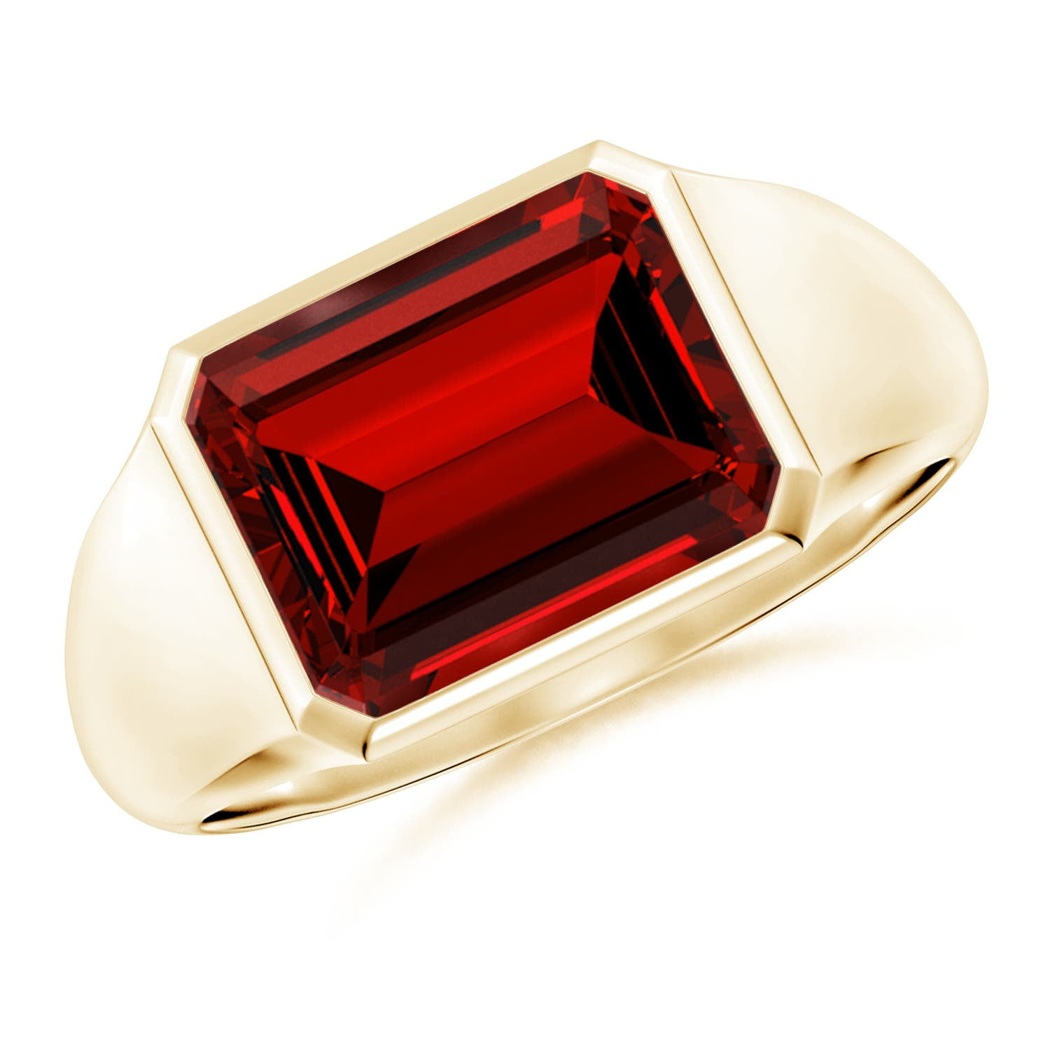 ANGARA Lab Grown 4 Ct Emerald-Cut Ruby Signet Ring for Women in 14K ...