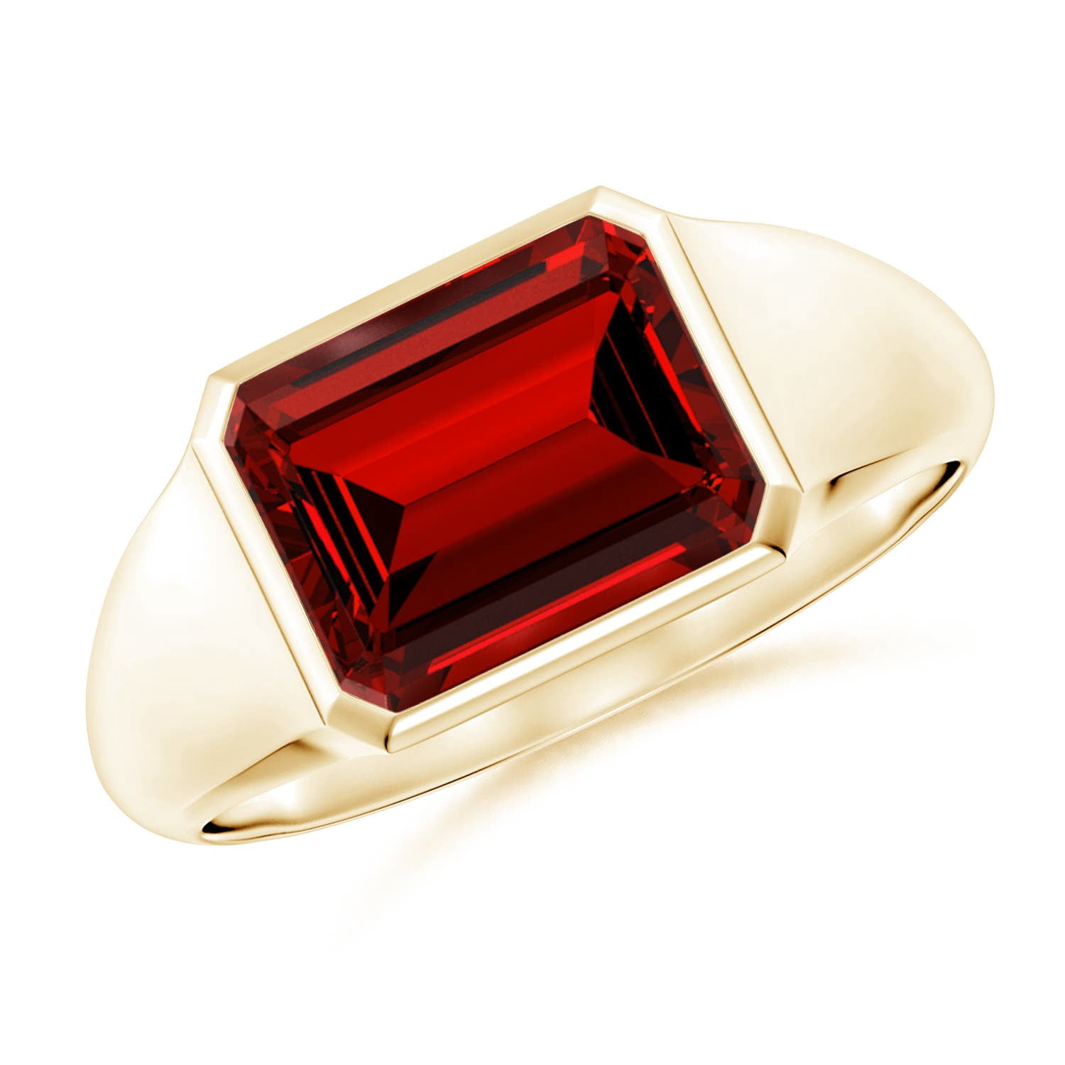 ANGARA Lab Grown 3 Ct Emerald-Cut Ruby Signet Ring for Women in 14K ...