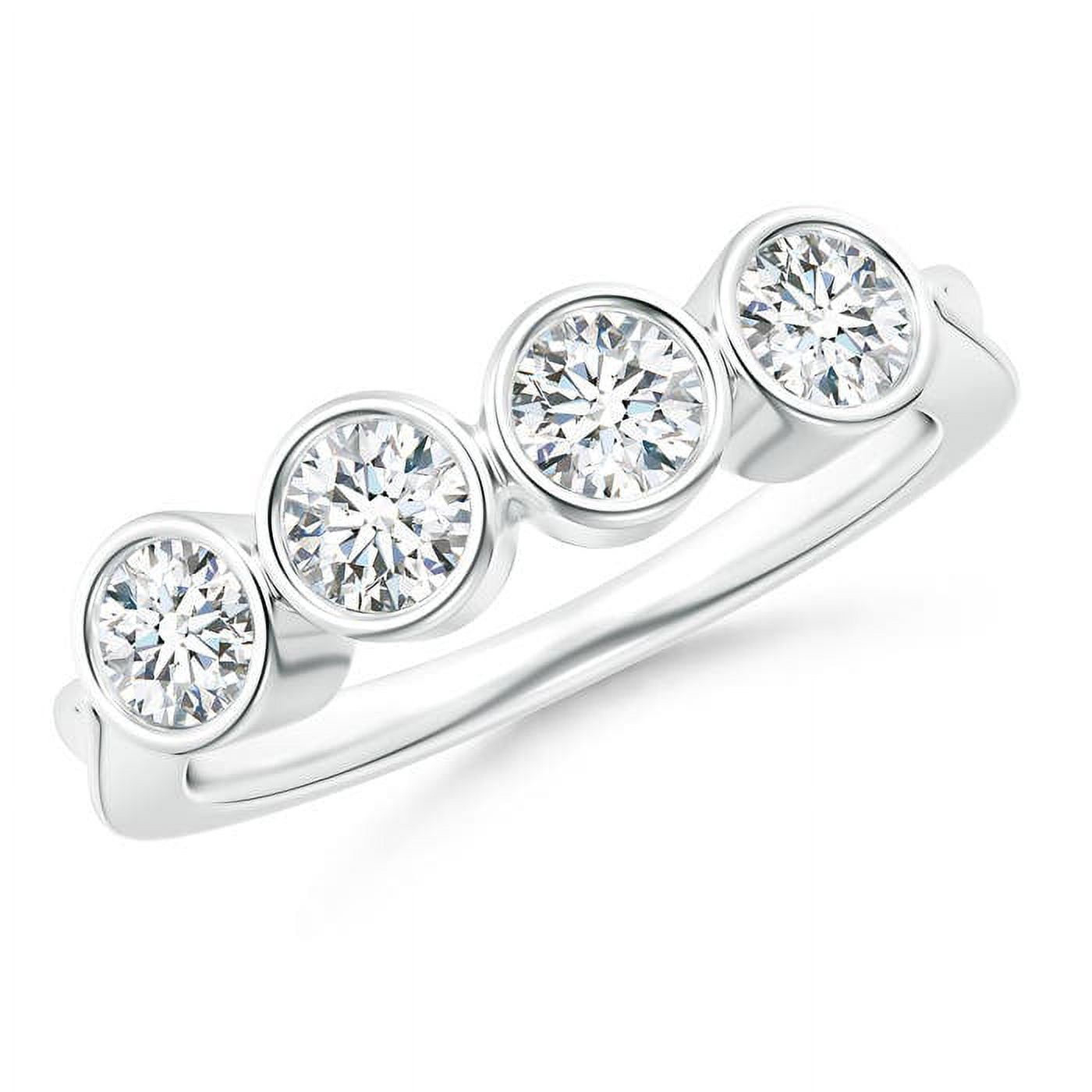 ANGARA Lab Grown Four Stone Diamond Concave Wedding Ring in 14K White ...