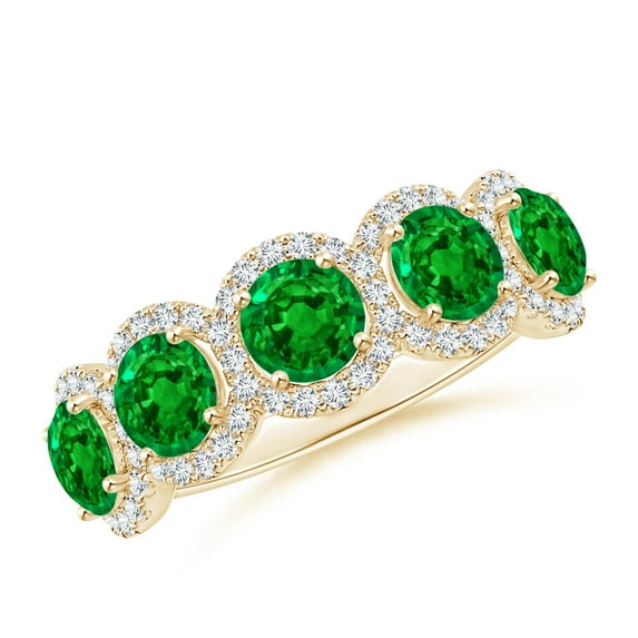 ANGARA Lab Grown Half Eternity Five-Stone Emerald Halo Ring for Women ...