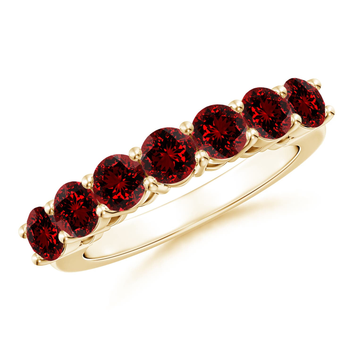 ANGARA Lab Grown 2.38 Ct Half Eternity Seven Stone Ruby Wedding Band for Women in 14K Yellow ...