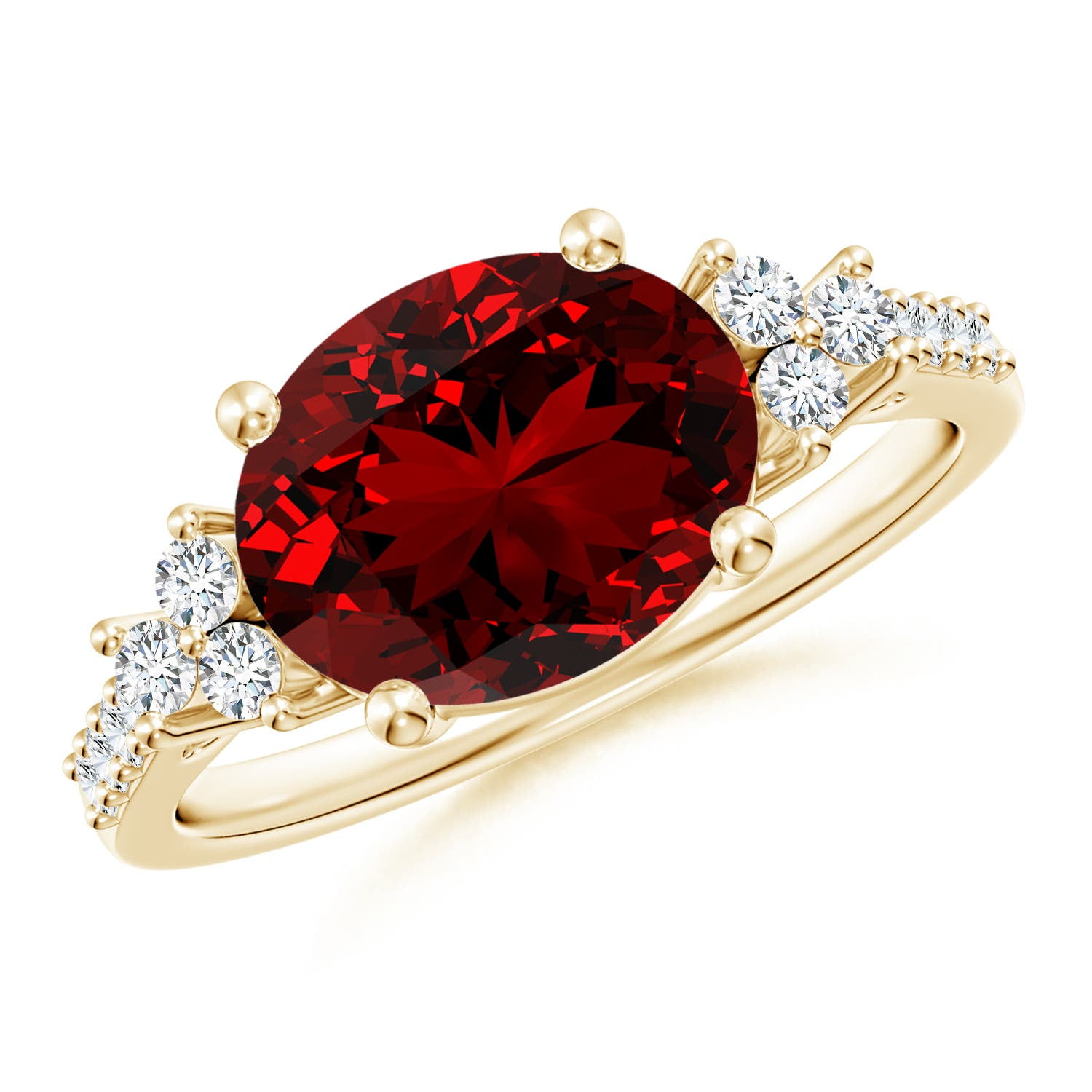 ANGARA Lab Grown 3.3 Ct Ruby Engagement Ring with Trio Diamond Accents ...