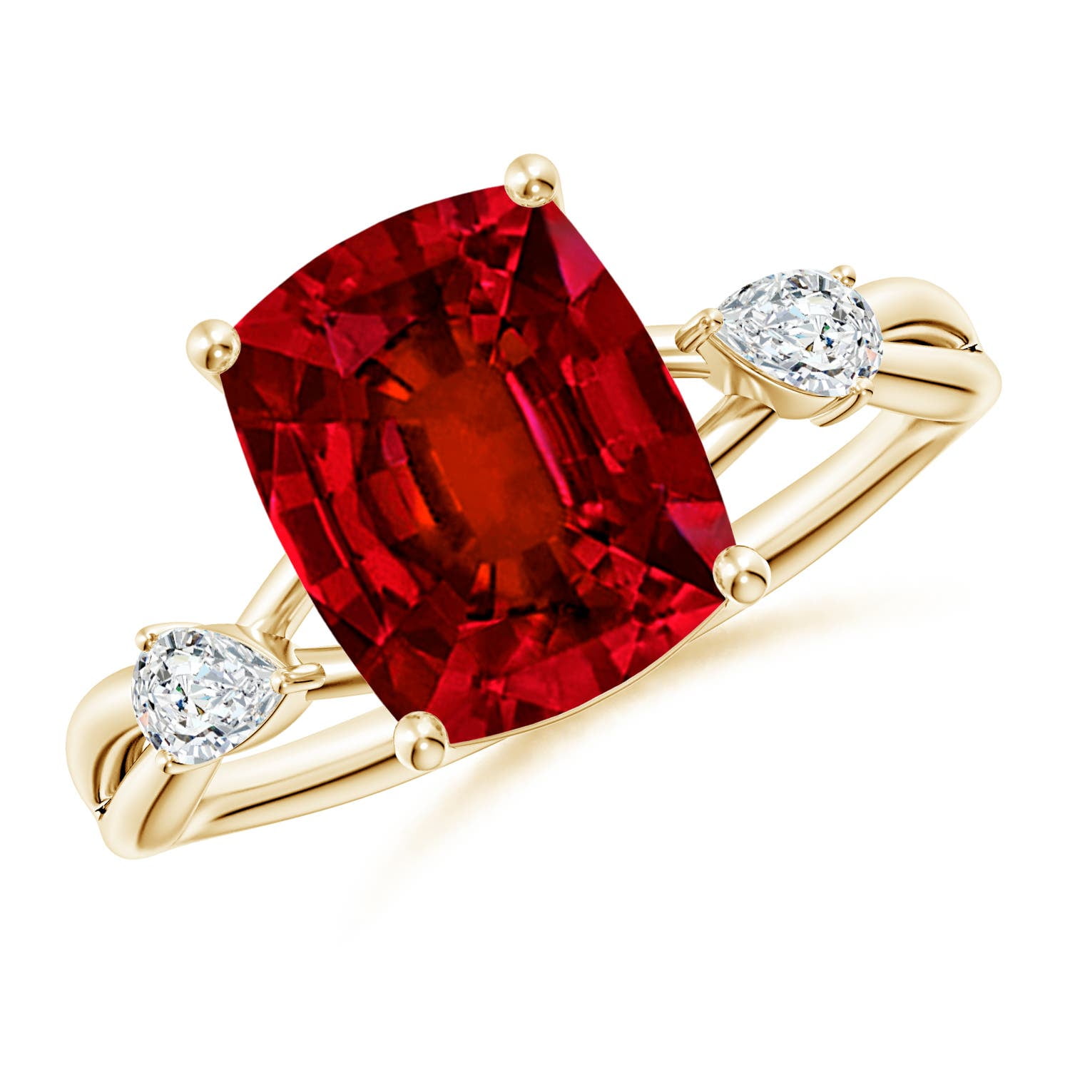 ANGARA Lab Grown Nature Inspired Cushion Rectangular Ruby Engagement ...