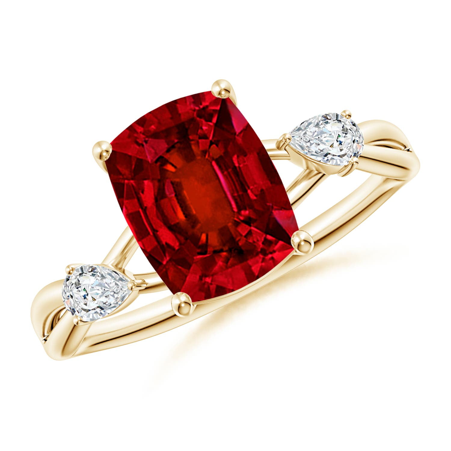 ANGARA Lab Grown Nature Inspired Cushion Rectangular Ruby Engagement ...