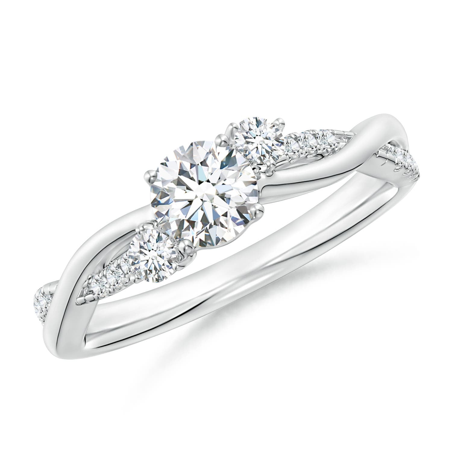 ANGARA Lab Grown Diamond Twisted Vine Ring for Women in 14K White Gold ...