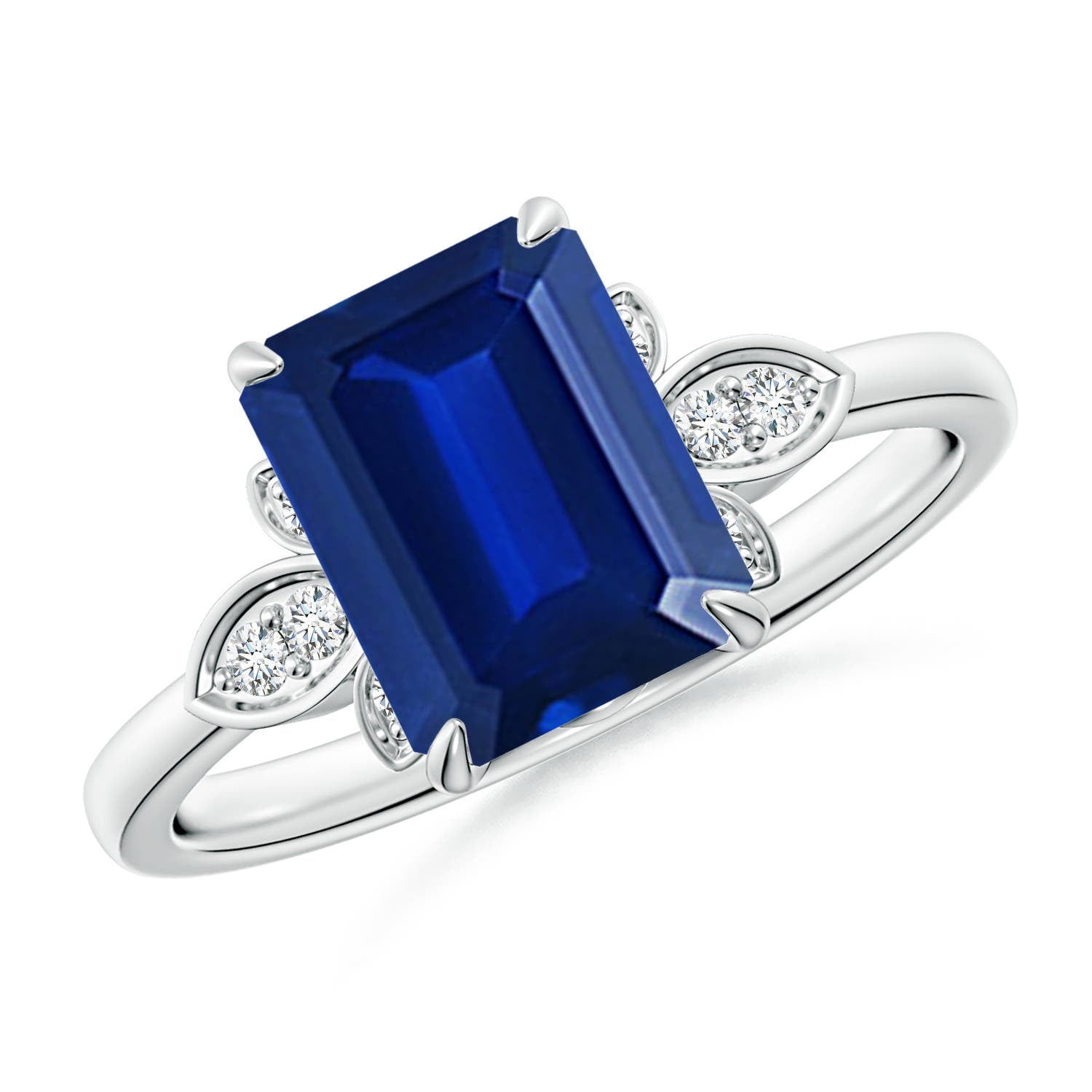 ANGARA Lab Grown 2.45 Ct Blue Sapphire Engagement Ring for Women in 14K ...