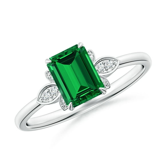 ANGARA Lab Grown 1 Ct Nature-Inspired Emerald-Cut Emerald Engagement ...