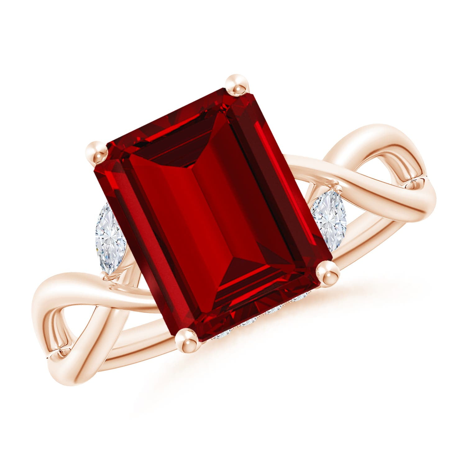 ANGARA Lab Grown 4 Ct Nature-Inspired Ruby Hidden Halo Engagement Ring ...