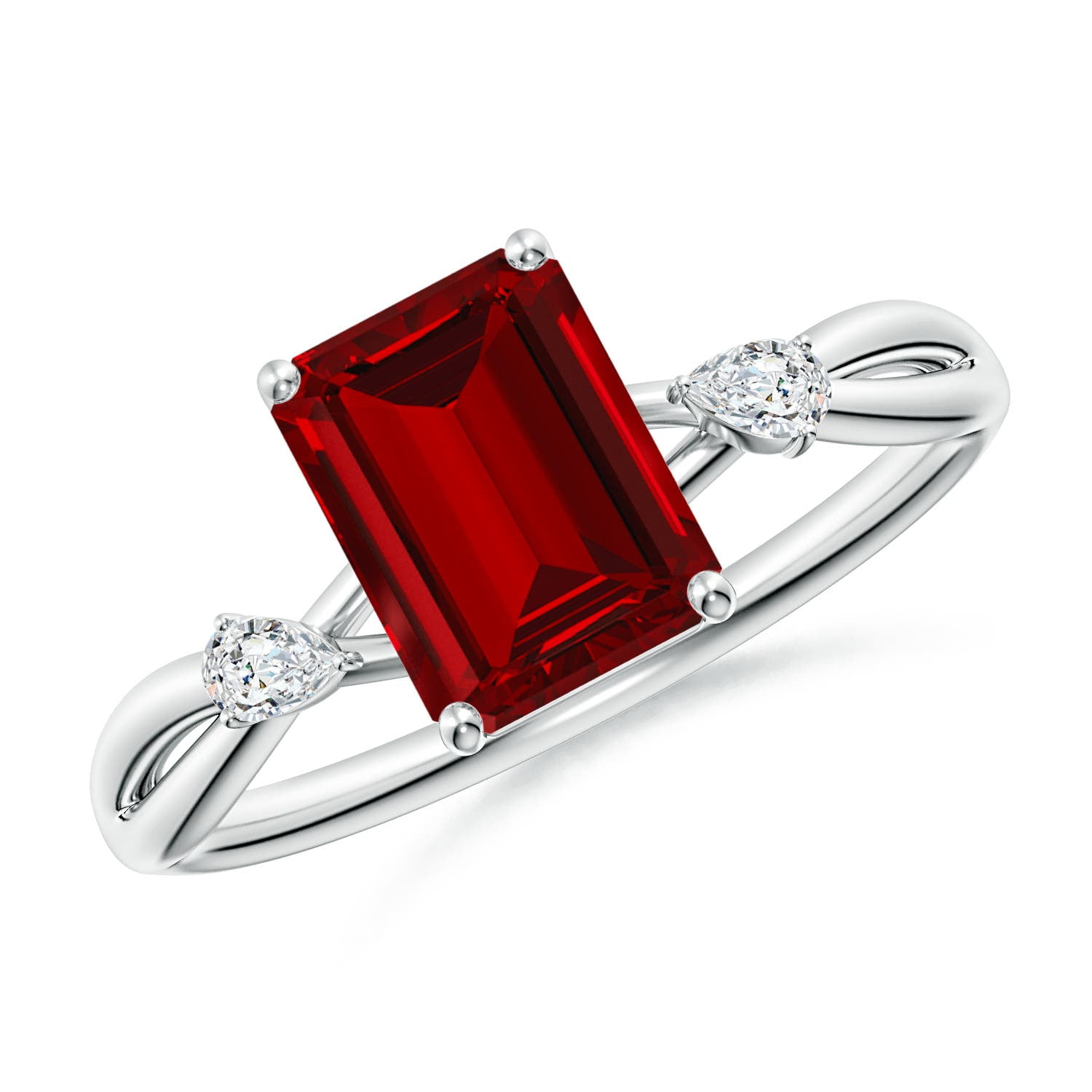 ANGARA Lab Grown 1.6 Ct Nature Inspired Ruby Side Stone Engagement Ring ...