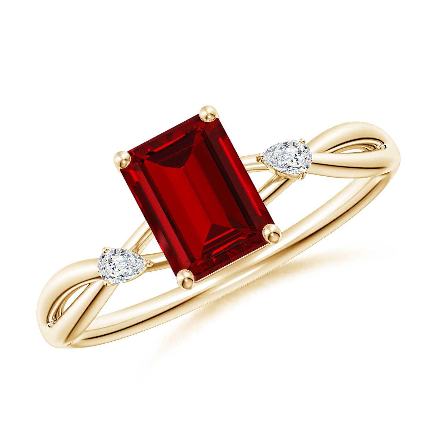 ANGARA Lab Grown 1 Ct Nature Inspired Ruby Side Stone Engagement Ring ...