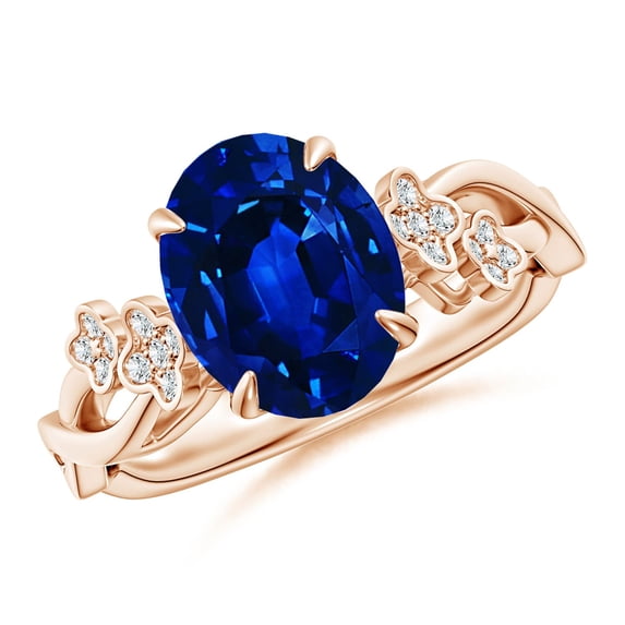 ANGARA Lab Grown 3.3 Ct Blue Sapphire Floral Engagement Ring for Women ...