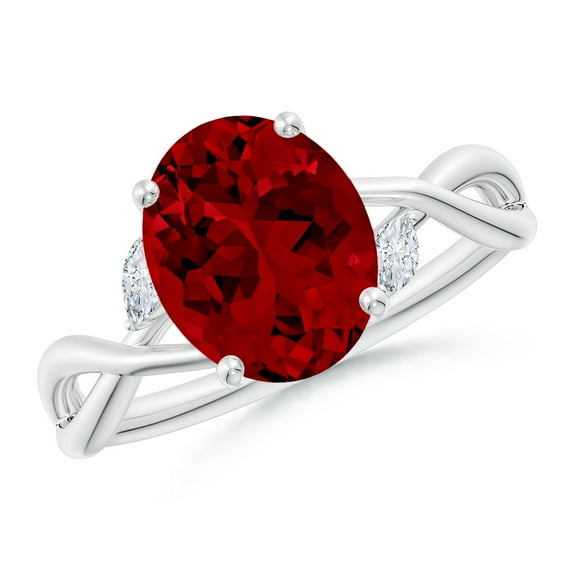ANGARA Lab Grown 3.3 Ct Nature-Inspired Oval Ruby Hidden Halo ...