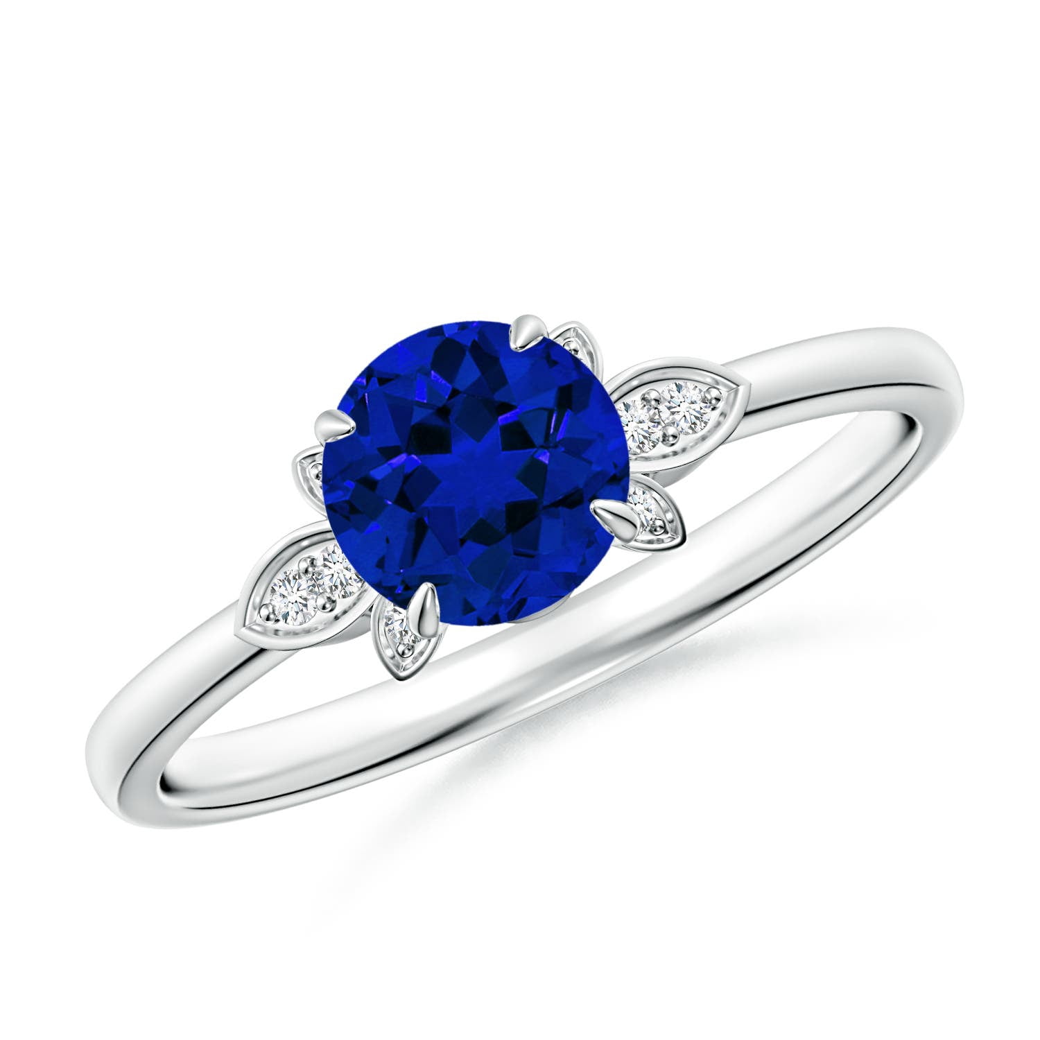 ANGARA Lab Grown 1 Ct Nature-Inspired Blue Sapphire Engagement Ring for ...