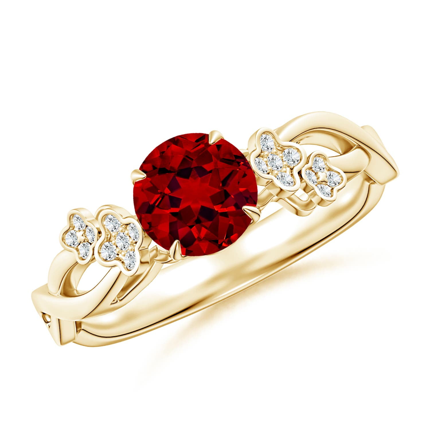 ANGARA Lab Grown 1 Ct Nature-Inspired Round Ruby Floral Engagement Ring ...