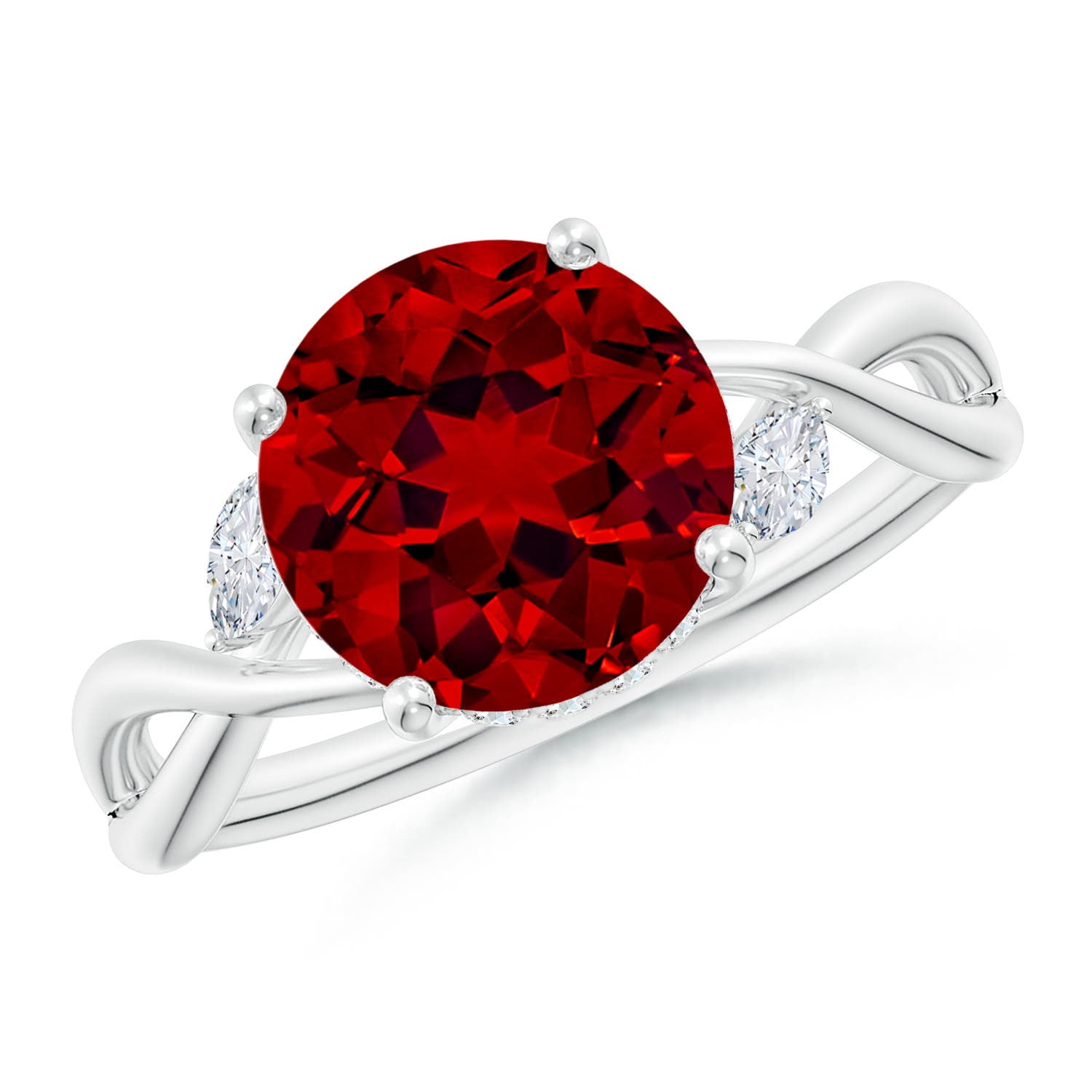 ANGARA Lab Grown 3.57 Ct Nature-Inspired Round Ruby Hidden Halo ...