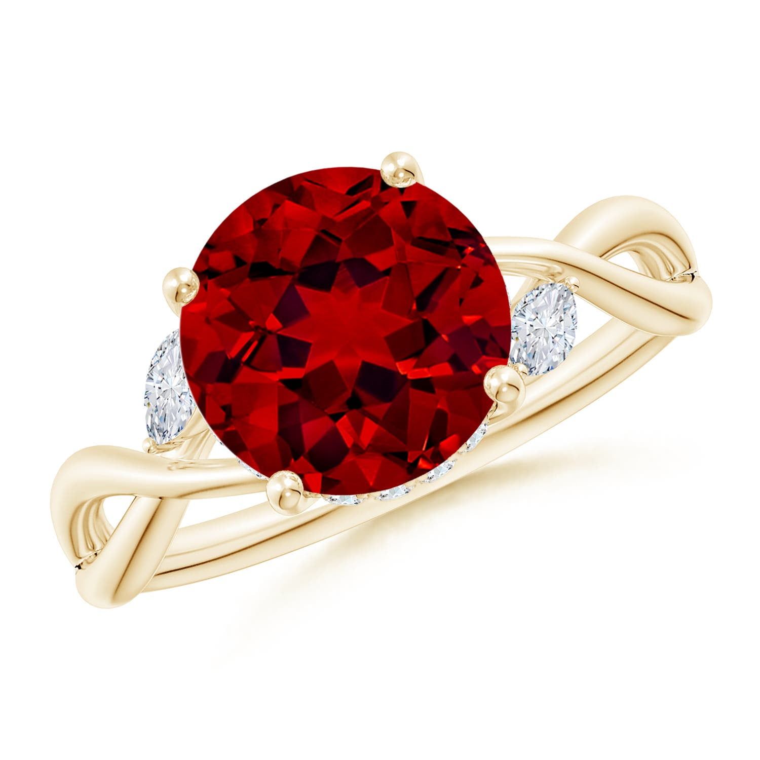 ANGARA Lab Grown 3.57 Ct Nature-Inspired Round Ruby Hidden Halo ...