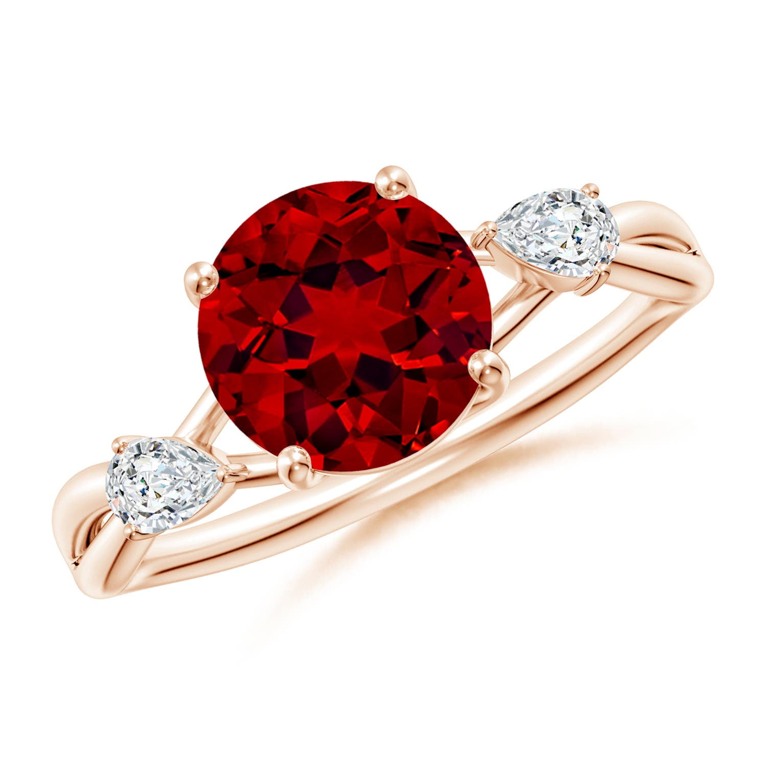 ANGARA Lab Grown 2.1 Ct Nature Inspired Round Ruby Side Stone ...