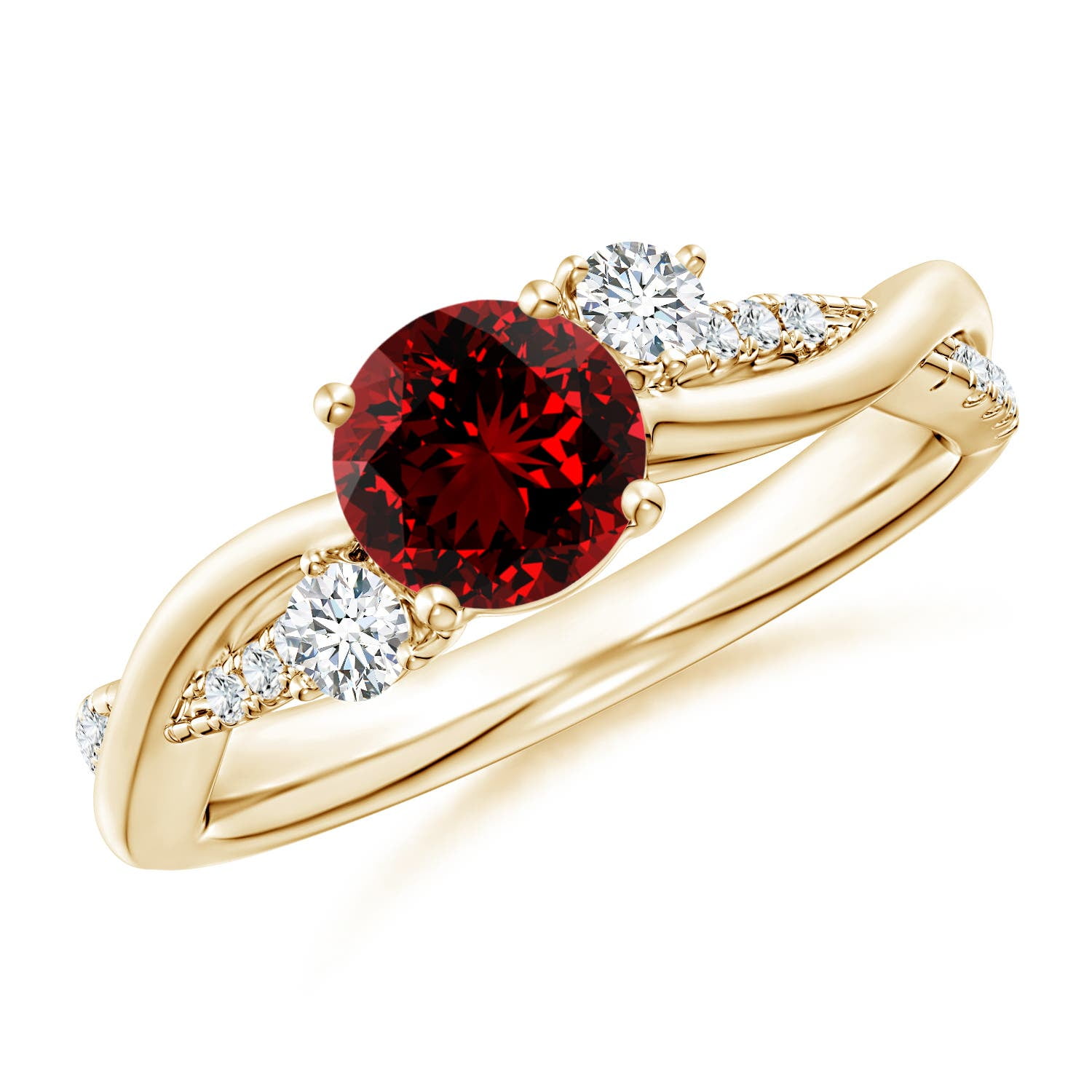 ANGARA Lab Grown 1 Ct Nature Inspired Ruby & Lab Diamond Twisted Vine ...