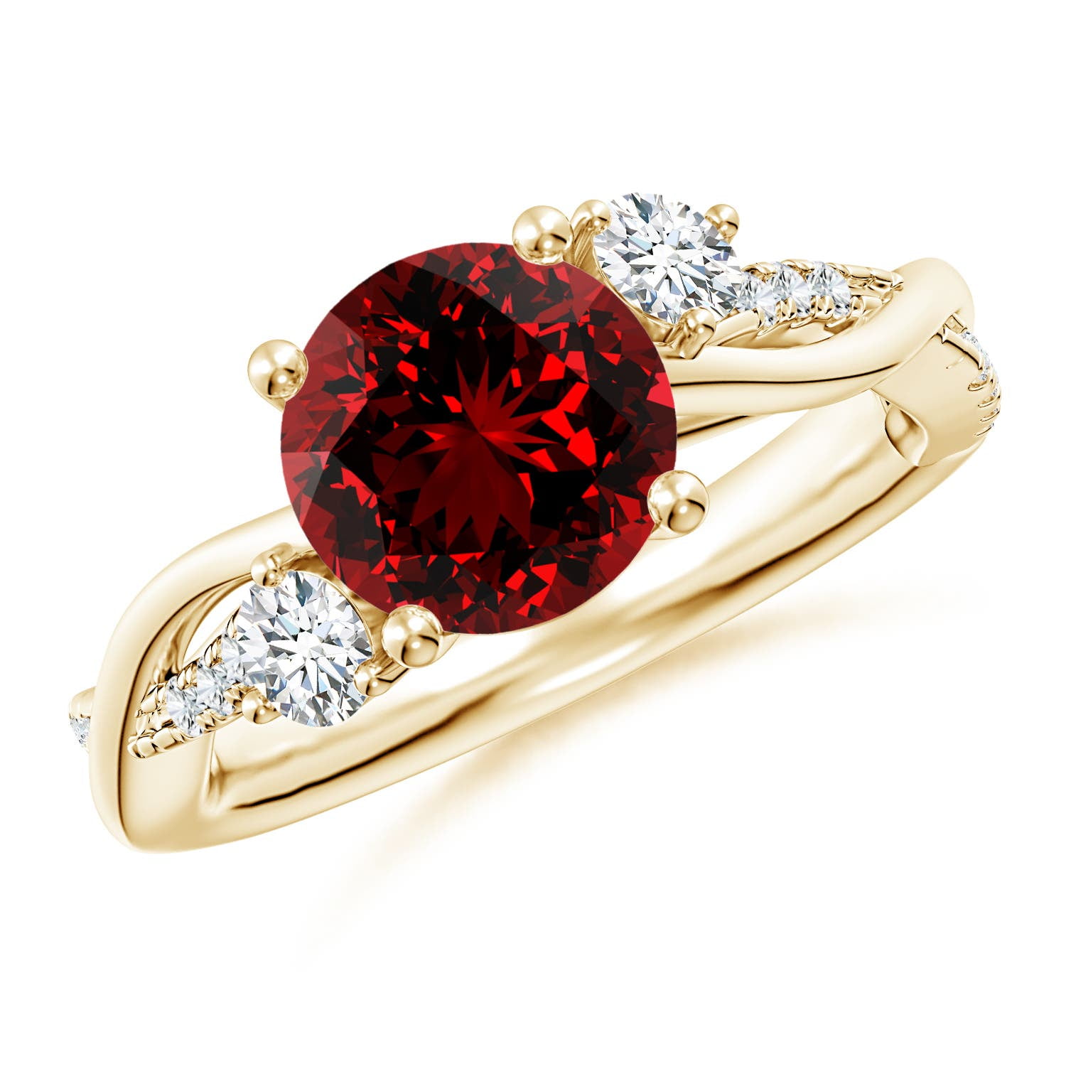 ANGARA Lab Grown 2.1 Ct Nature Inspired Ruby & Lab Diamond Twisted Vine ...
