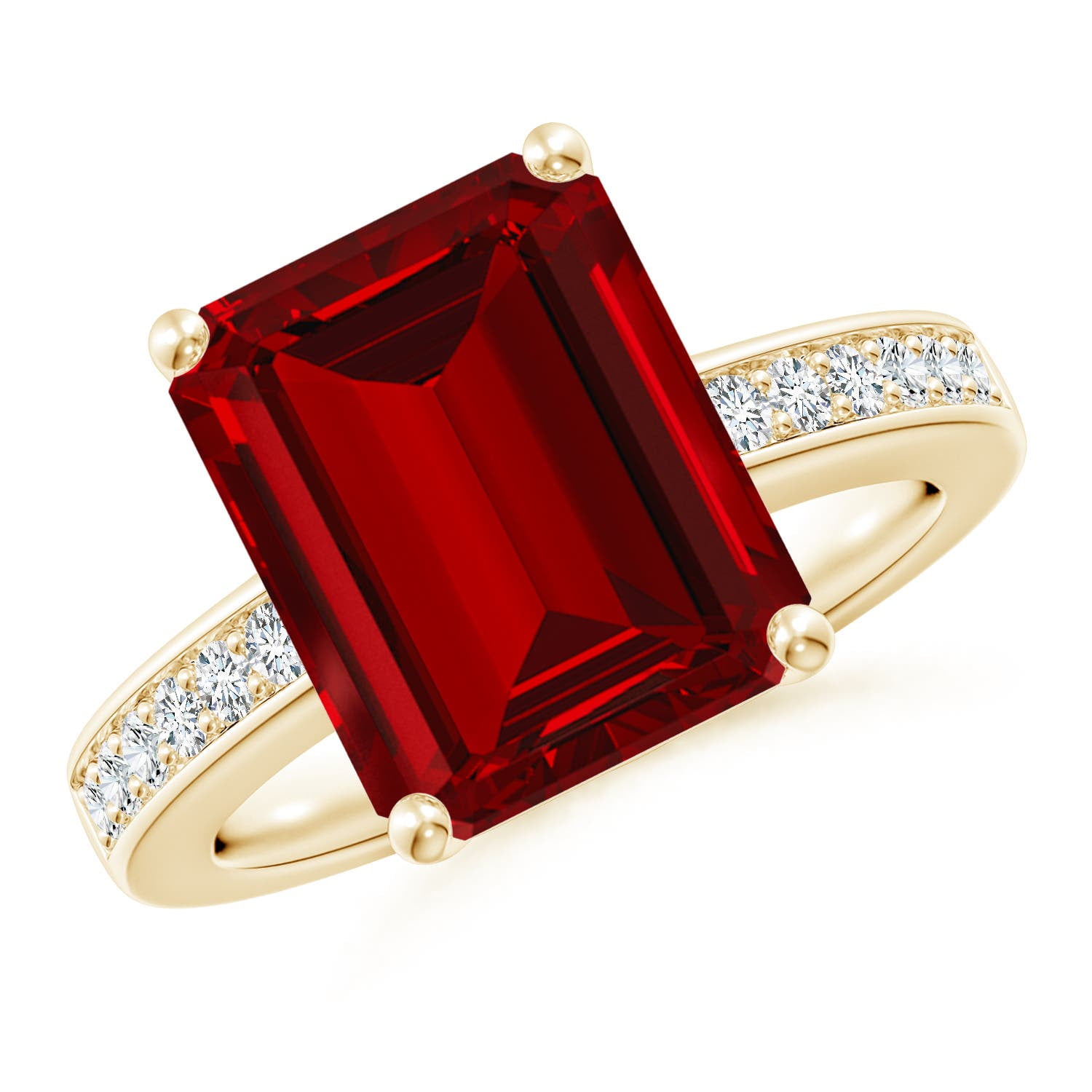 ANGARA Lab Grown Octagonal Ruby Cocktail Ring with Lab Diamonds for ...