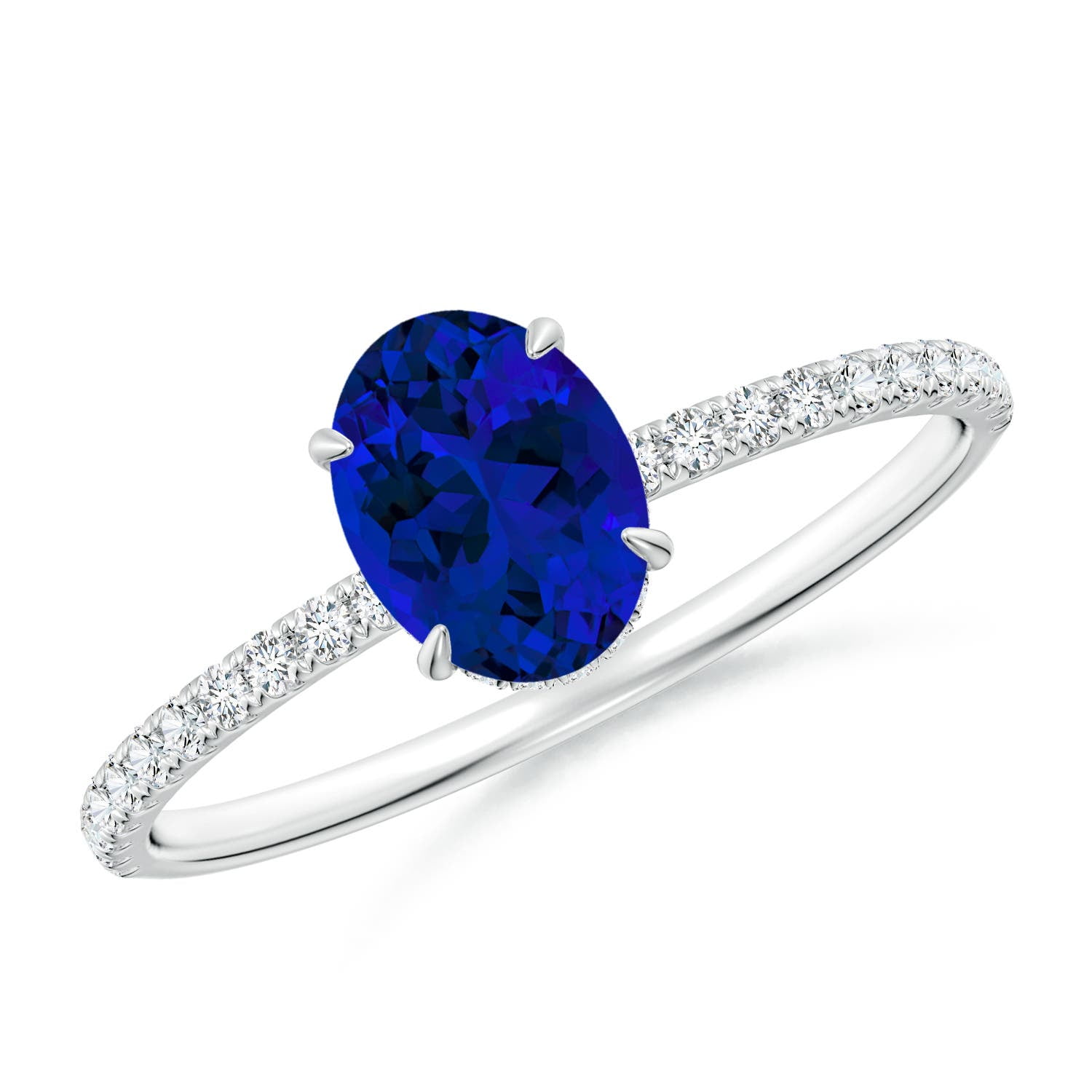 ANGARA Lab Grown Oval Blue Sapphire Hidden Halo Engagement Ring for ...