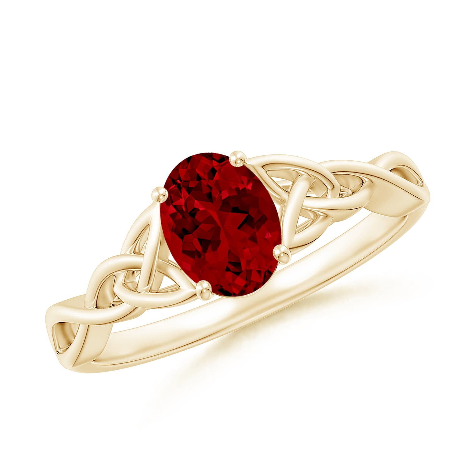 ANGARA Lab Grown 1 Ct Oval Ruby Celtic Knot Engagement Ring for Women in 14K Yellow Gold (Size ...