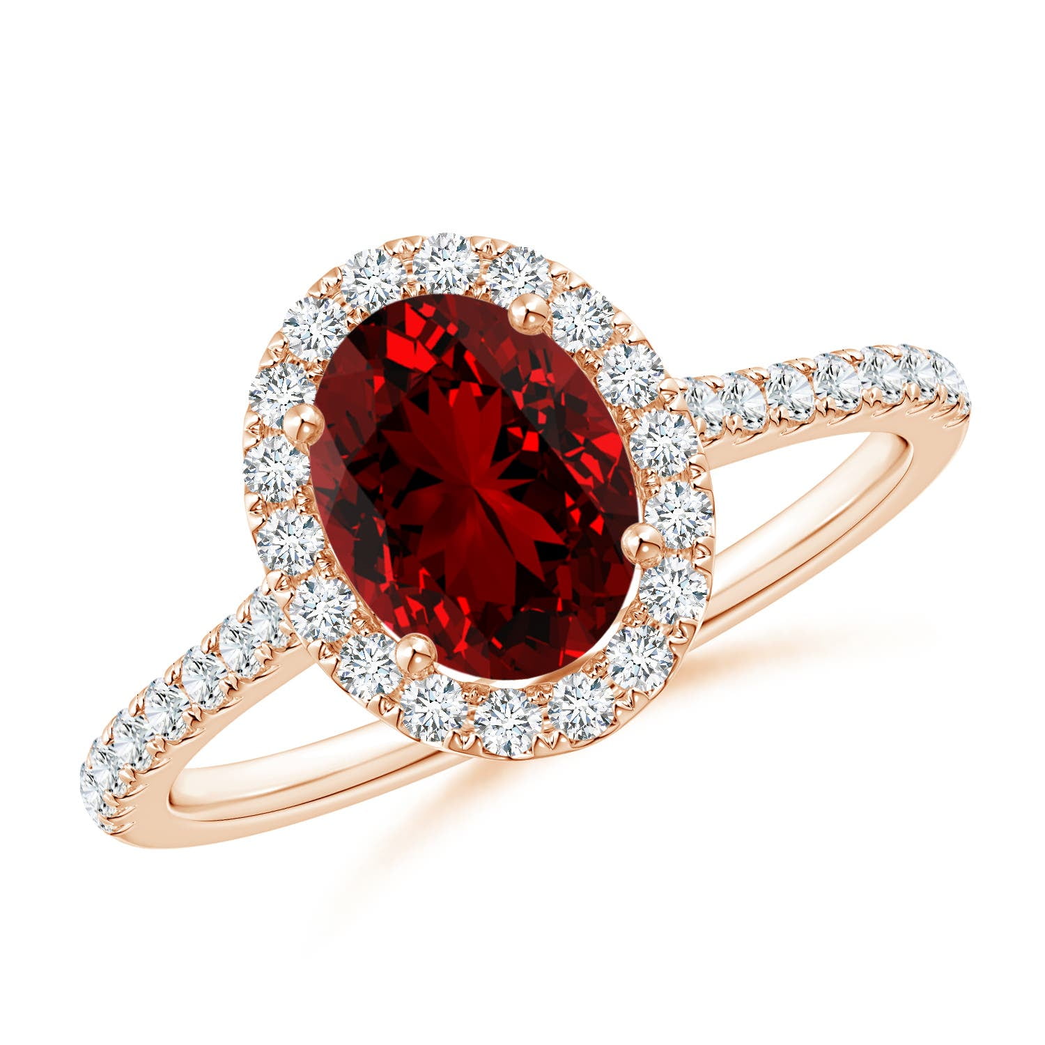 ANGARA Lab Grown 1.25 Ct Oval Ruby Halo Ring with Lab Diamond Accents ...