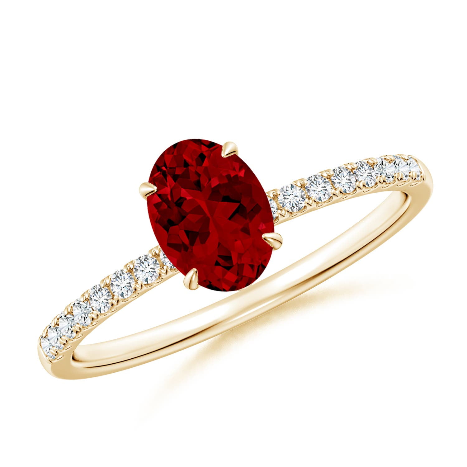 ANGARA Lab Grown 1 Ct Oval Ruby Hidden Halo Engagement Ring for Women ...