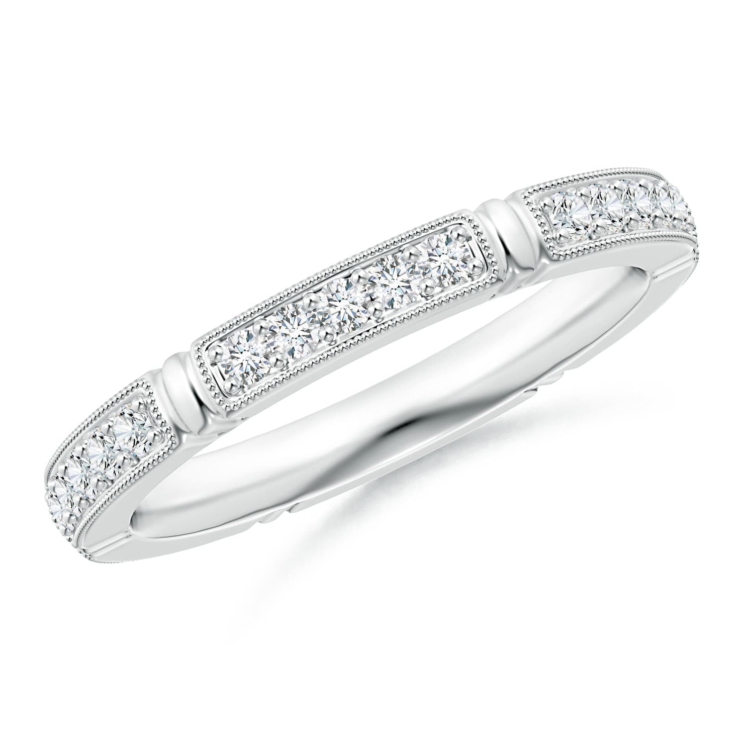 ANGARA Lab Grown Pave-Set Diamond Eternity Stackable Ring for Women in 14K White Gold (Size-1 ...