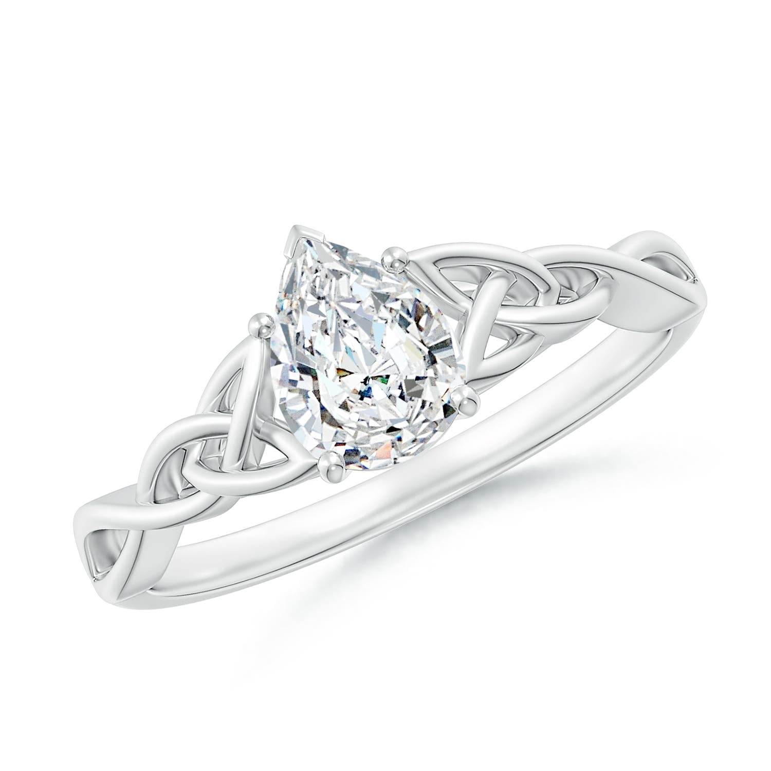 ANGARA Lab Grown Diamond Celtic Knot Engagement Ring for Women in 14K White Gold (Size-7x5mm ...