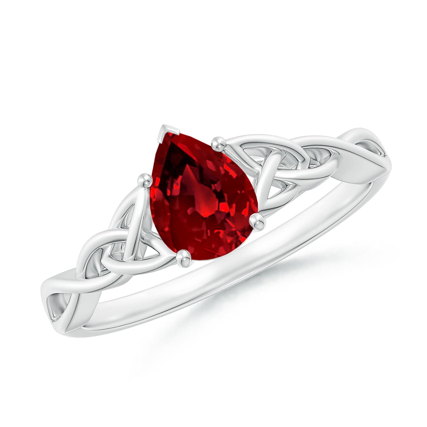 ANGARA Lab Grown Pear-Shaped Ruby Celtic Knot Engagement Ring for Women ...