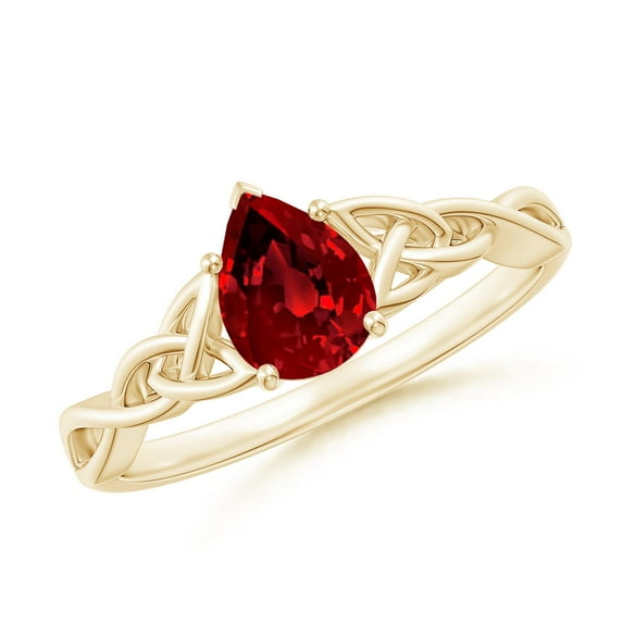 ANGARA Lab Grown Pear-Shaped Ruby Celtic Knot Engagement Ring for Women ...