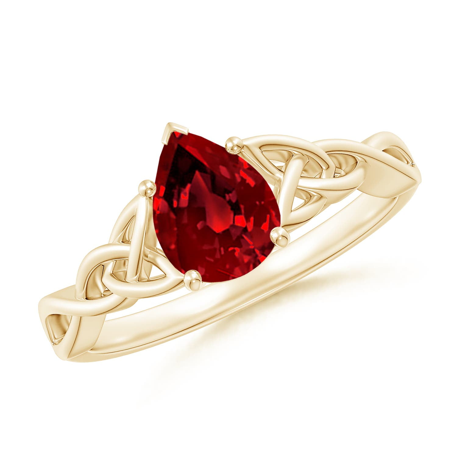 ANGARA Lab Grown 1.15 Ct Pear-Shaped Ruby Celtic Knot Engagement Ring ...