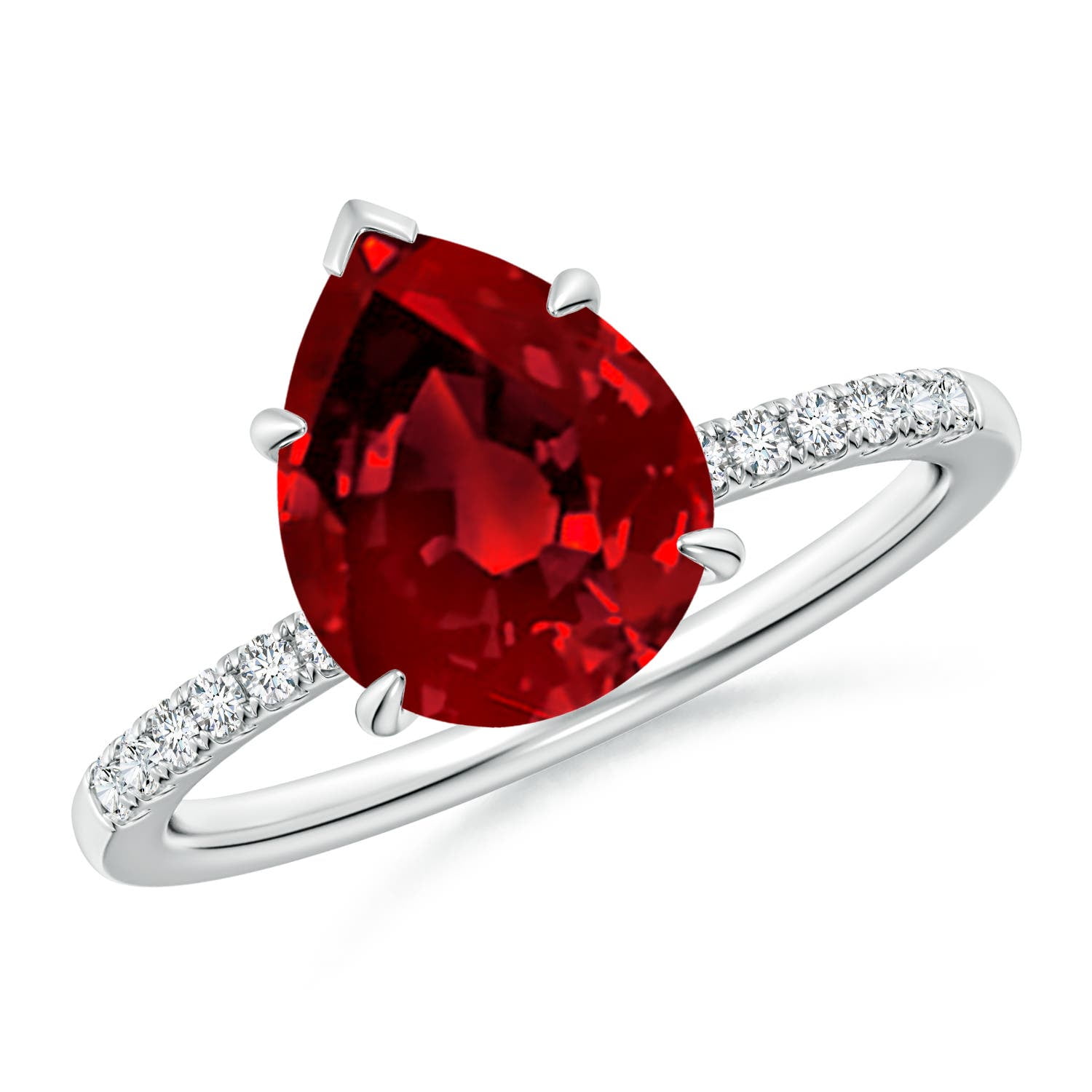 ANGARA Lab Grown 2.7 Ct Pear-Shaped Ruby Hidden Halo Engagement Ring ...