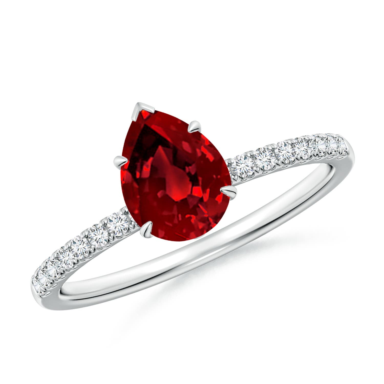 ANGARA Lab Grown 1.15 Ct Pear-Shaped Ruby Hidden Halo Engagement Ring ...
