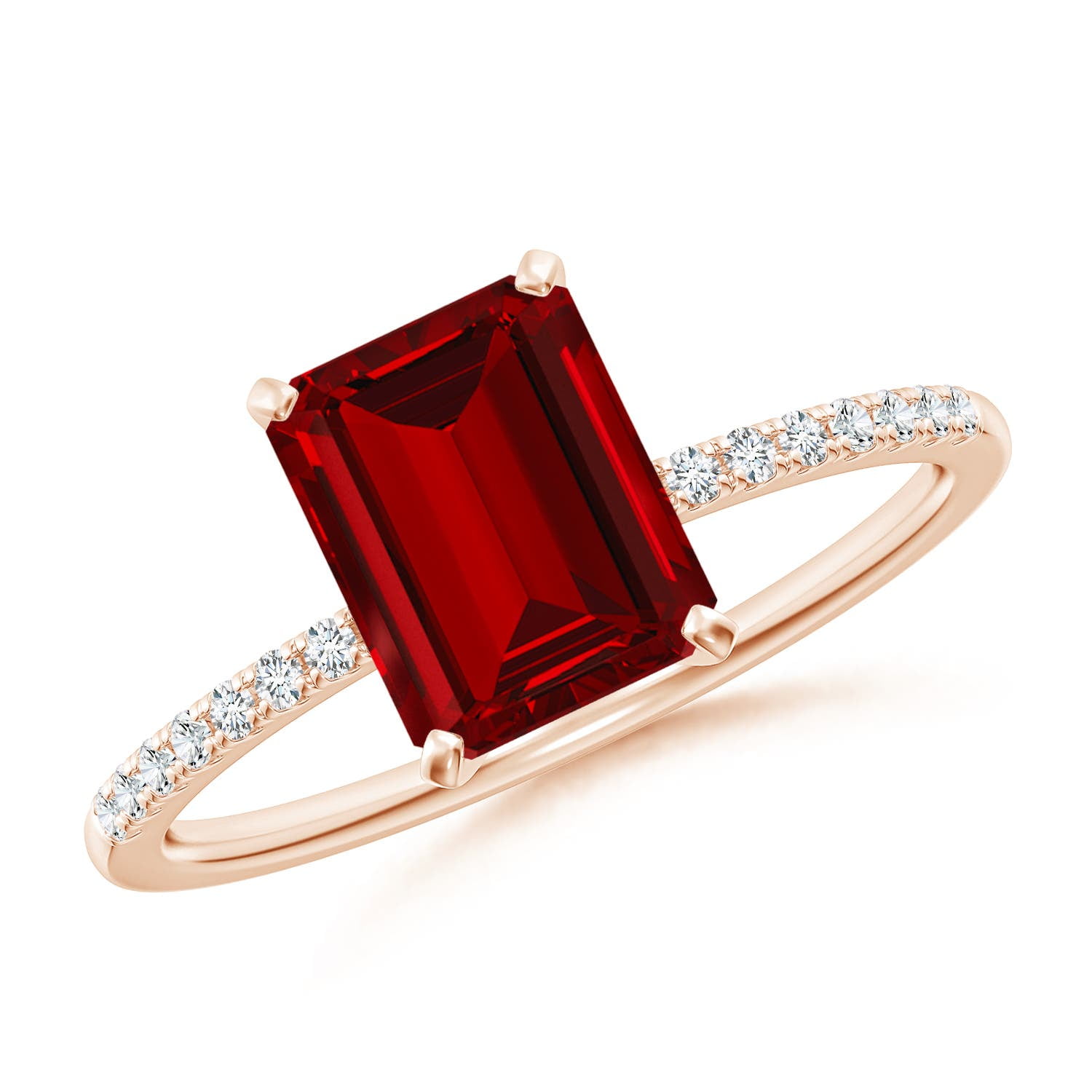 ANGARA Lab Grown 1.6 Ct Peg Head Emerald-Cut Ruby Classic Engagement ...