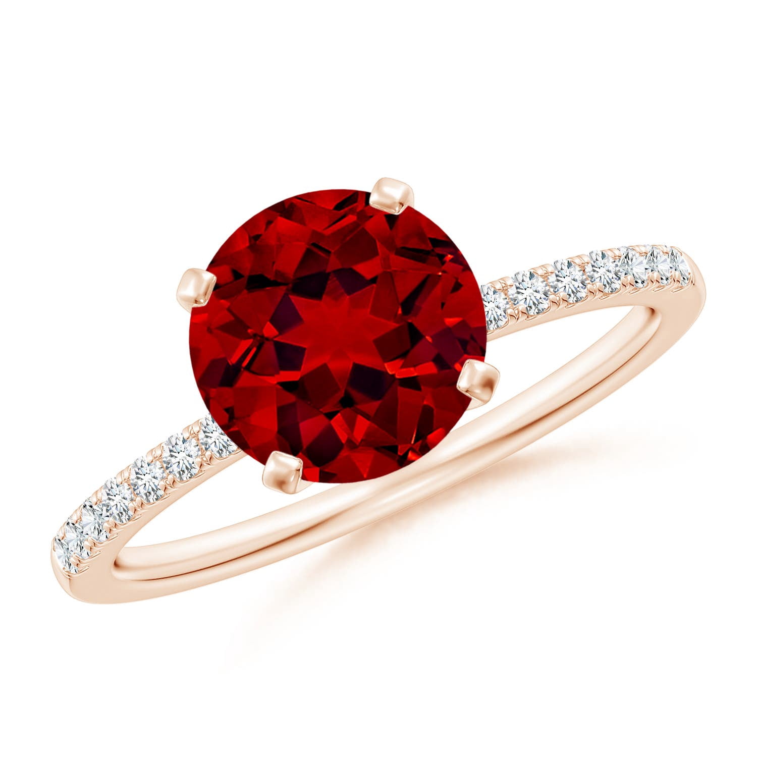 ANGARA Lab Grown 2.1 Ct Peg Head Round Ruby Classic Engagement Ring for ...