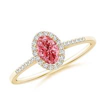 ANGARA Lab Grown Pear Diamond Ring with Halo for Women in 14K Yellow ...