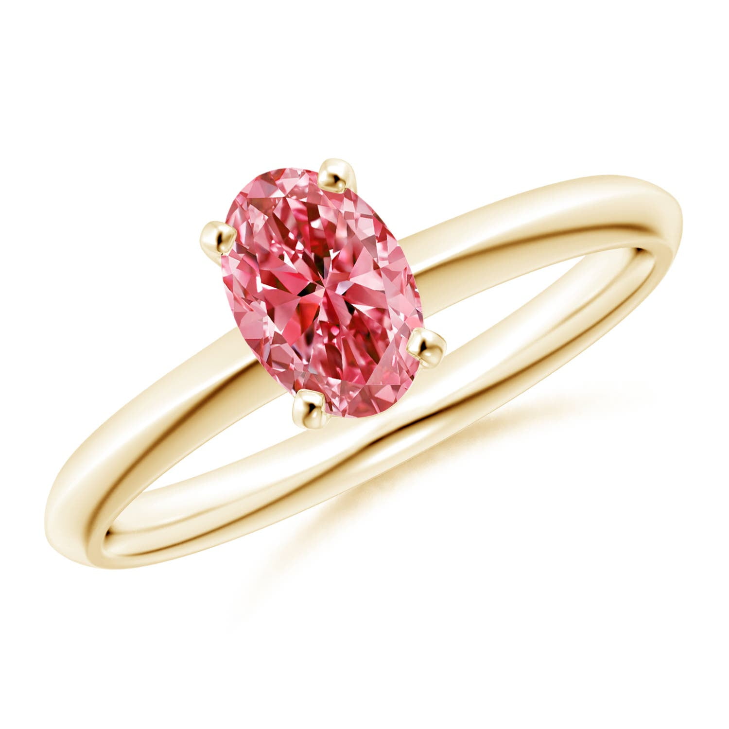 ANGARA Lab Grown Pink Diamond Engagement Ring for Women in 14K Yellow ...