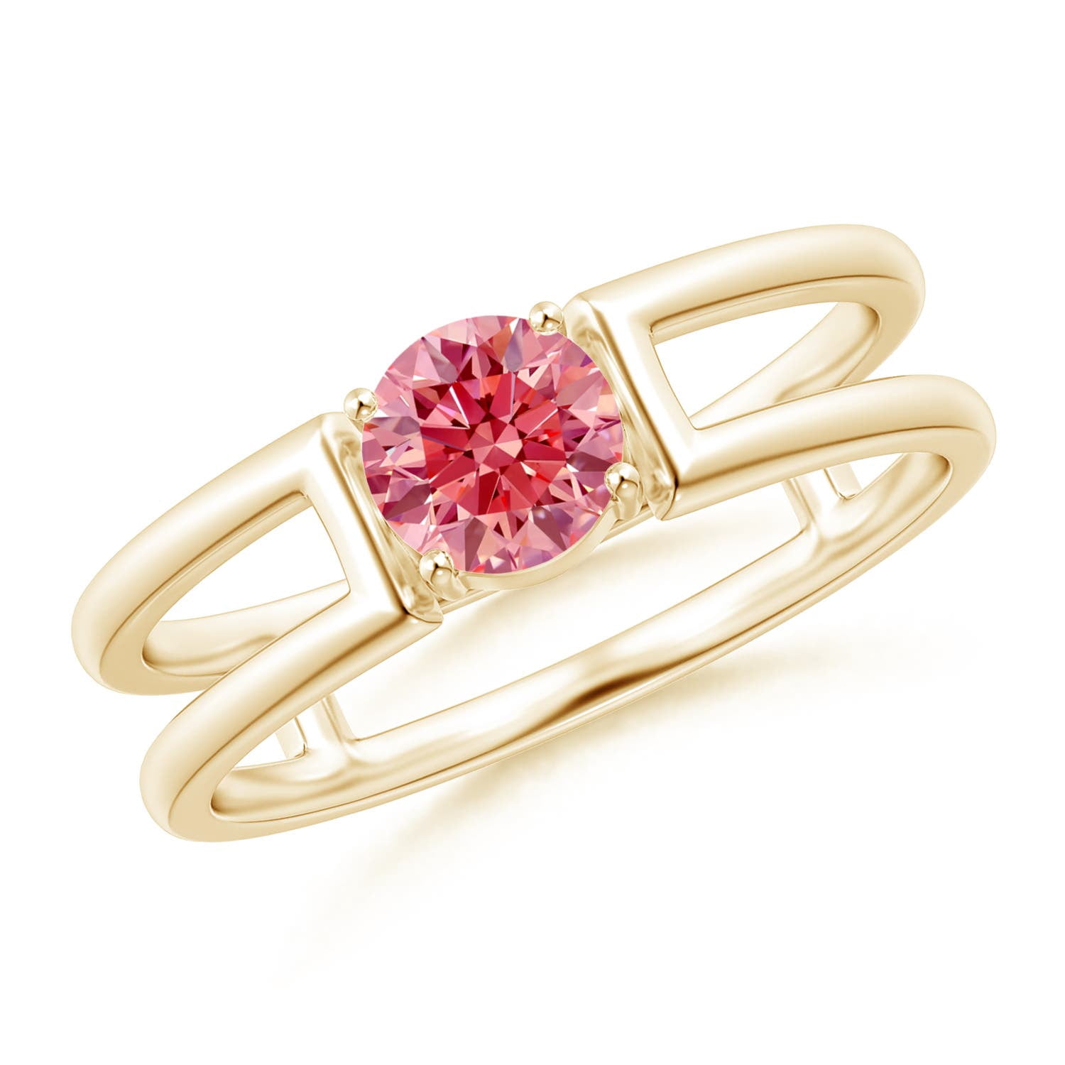 ANGARA Lab Grown Pink Diamond Split Shank Ring in 14K Yellow Gold for ...