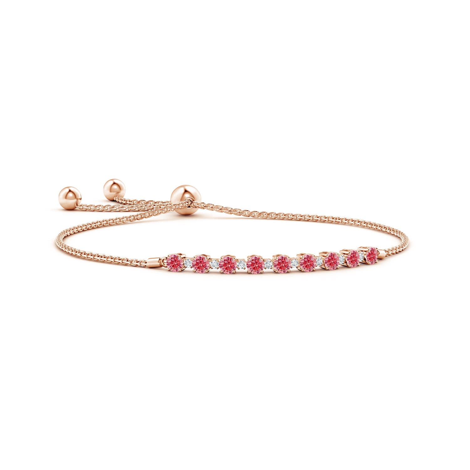 ANGARA Lab Grown Pink & White Diamond Tennis Bolo Bracelet for Women in ...