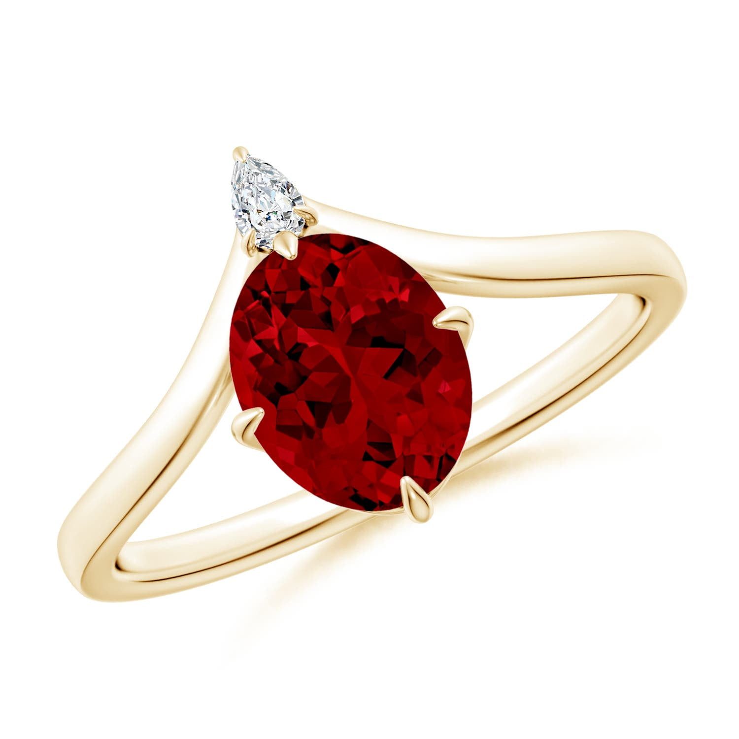 ANGARA Lab Grown 1.25 Ct Prong-Set Oval Ruby Chevron Engagement Ring ...
