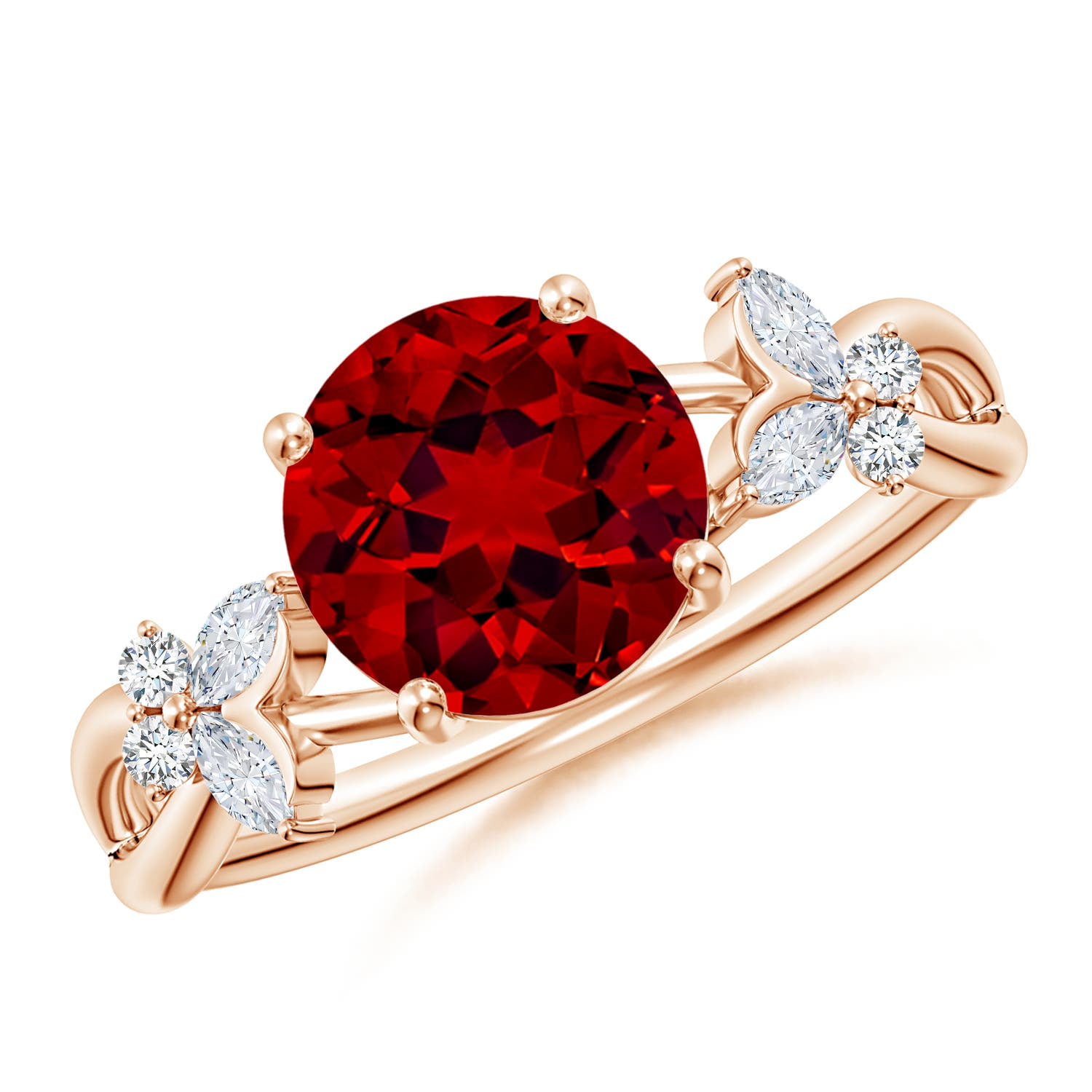 ANGARA Lab Grown 2.1 Ct Round Ruby Butterfly Engagement Ring for Women ...